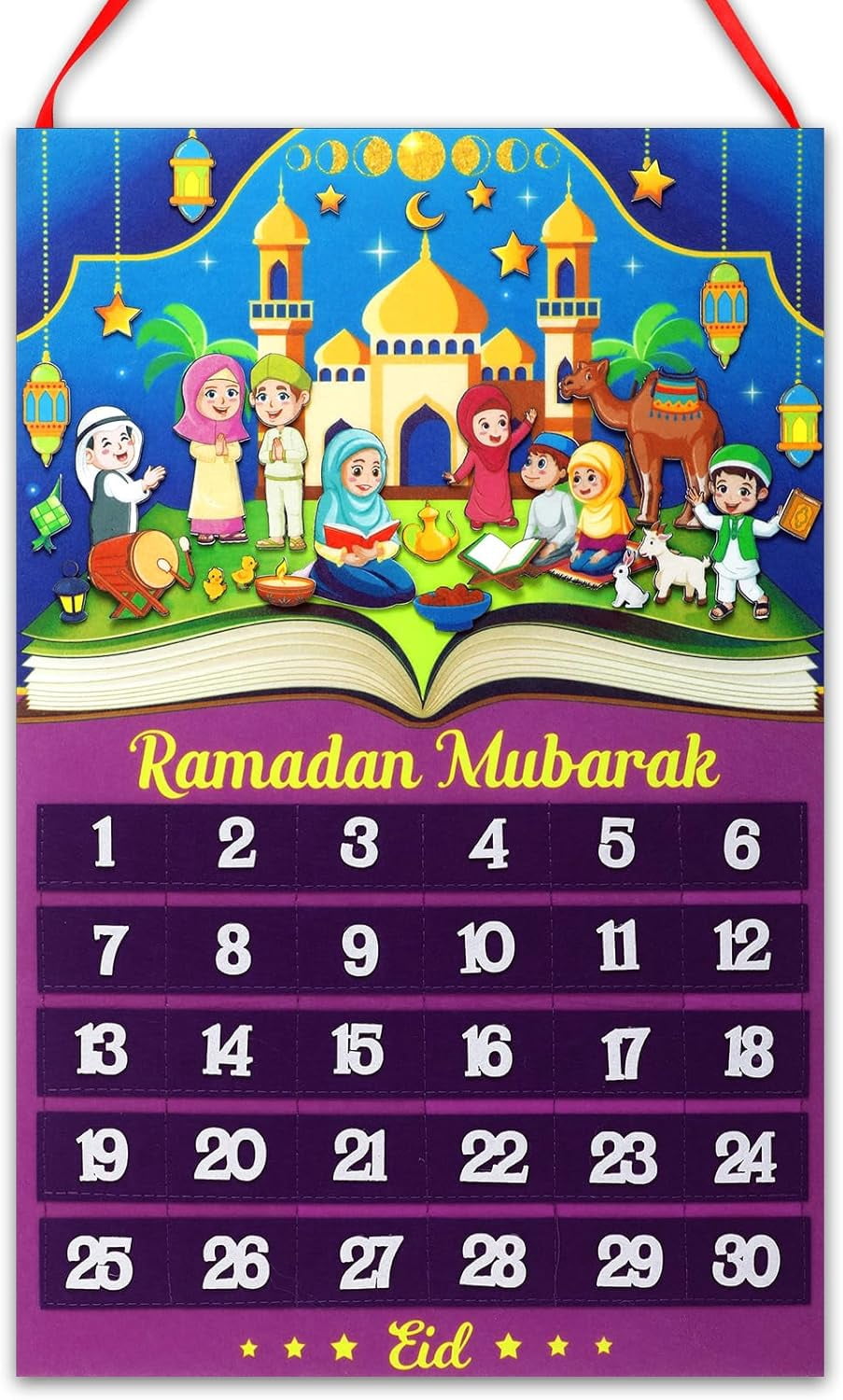 XD2-2025 Felt Ramadan Countdown Calendar, 30 Days Eid Mubarak Advent ...