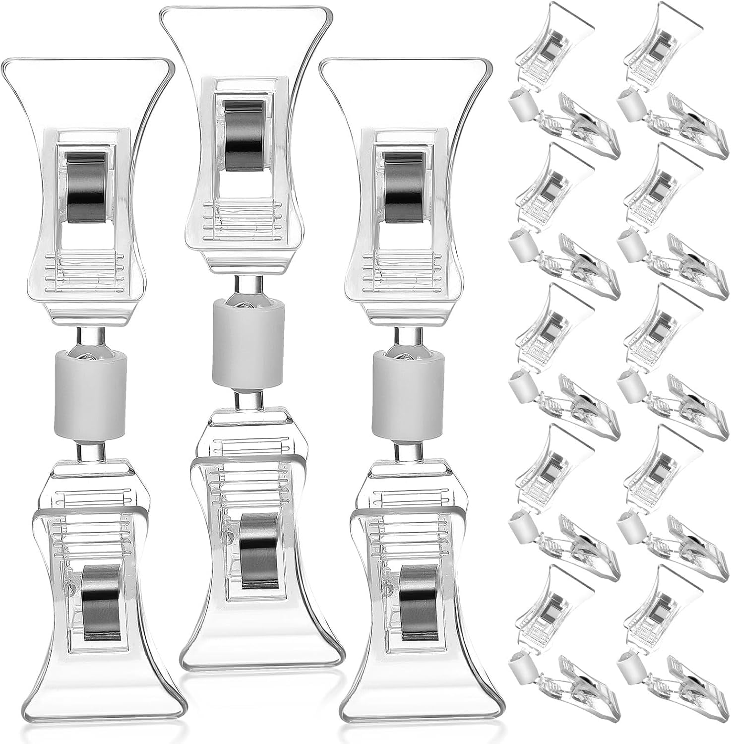 XD2-20Pcs Double Sided Sign Clip, Transparent Rotatable Label Holder ...