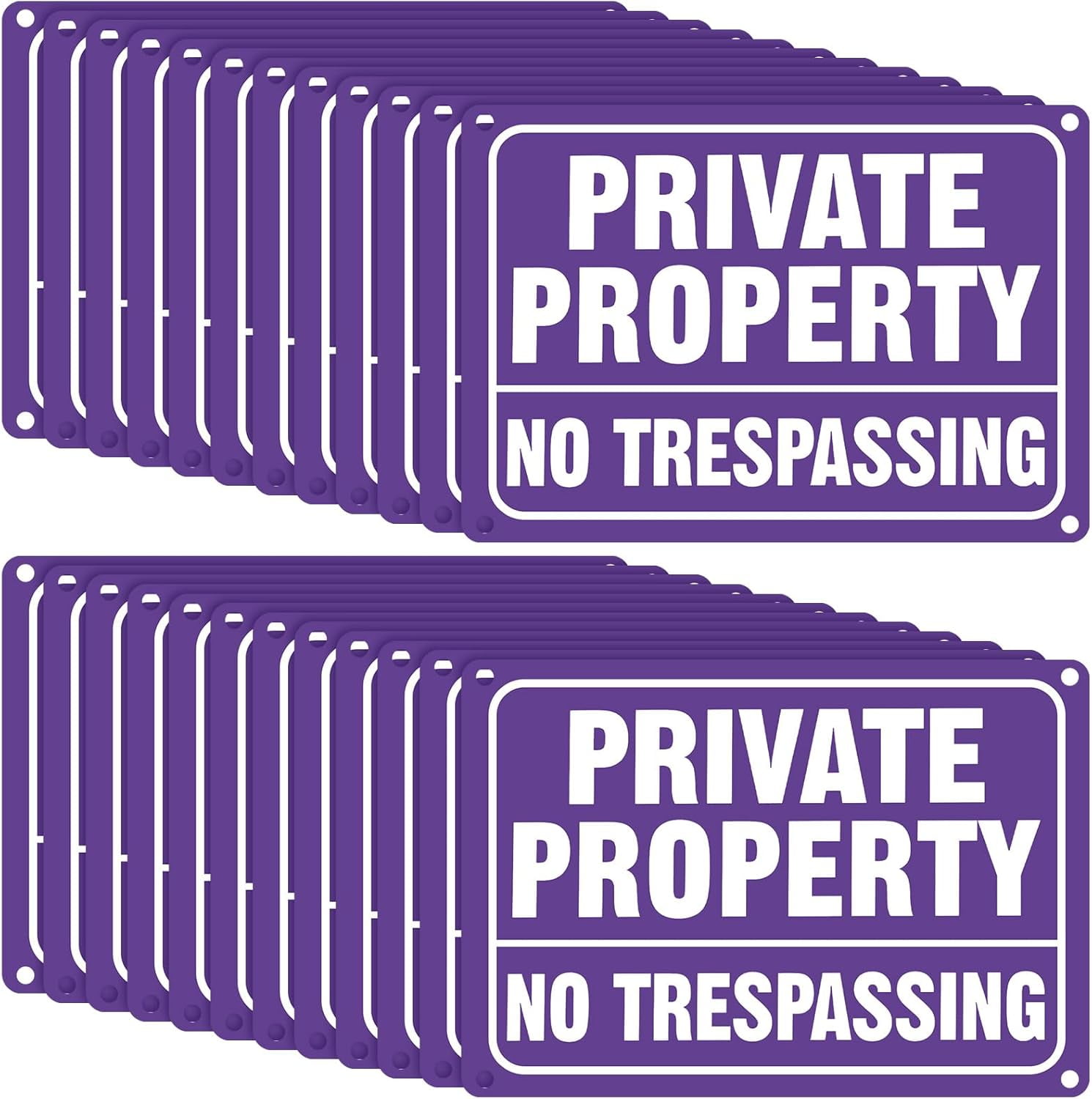 XD2-24 Pcs No Trespassing Signs Private Property Metal Reflective ...