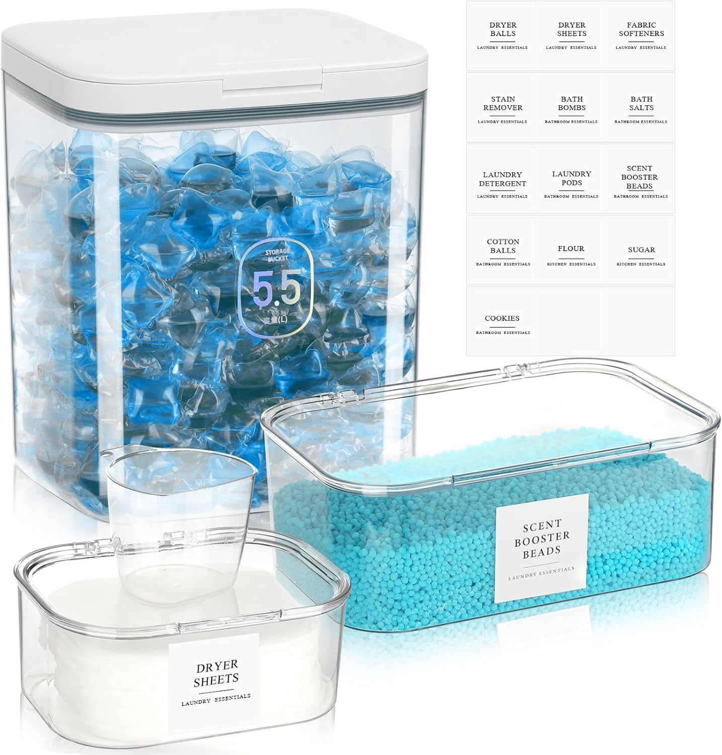 XD2-3 Pack Clear Laundry Pods Container 186 oz/5.5 L One-Click Pop-Up ...