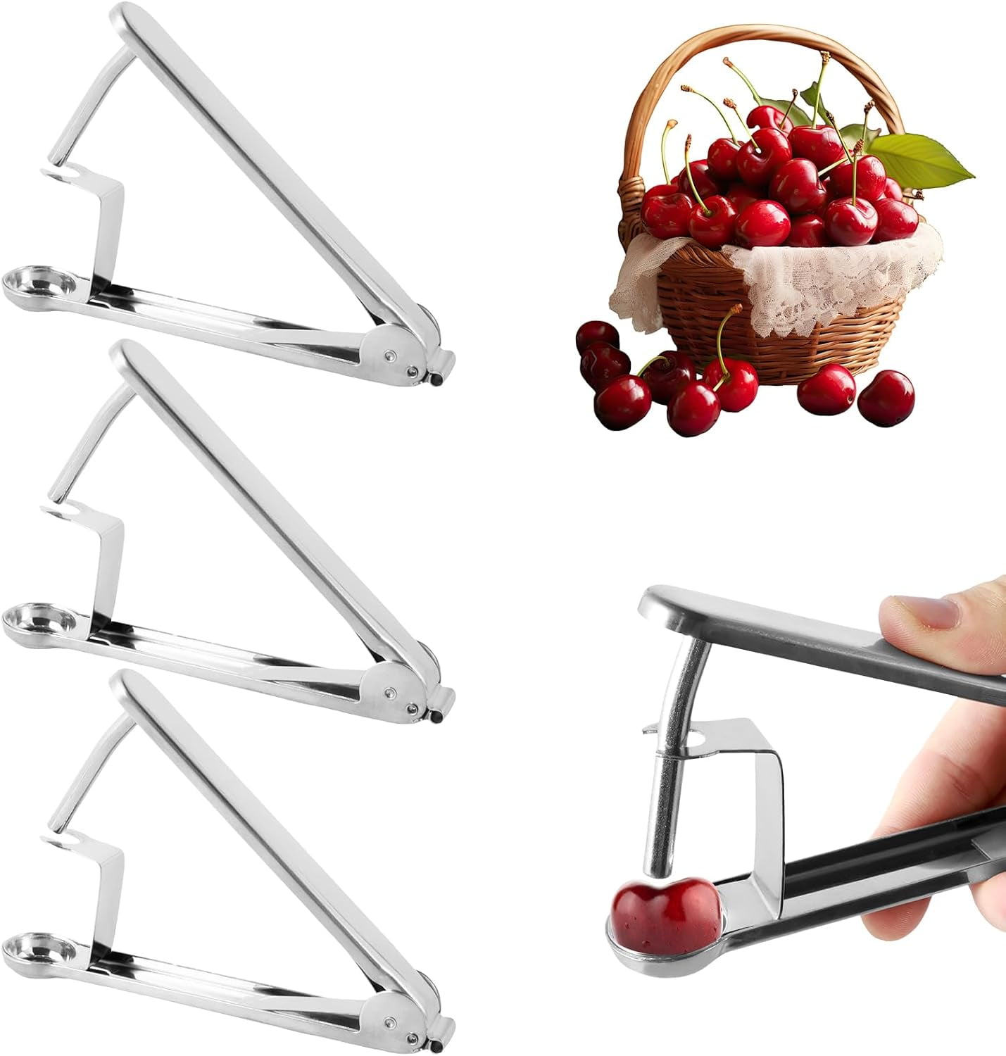 XD2-3 Pcs Stainless Steel Cherry Pitter Tool Pit Remover, Heavy Duty ...