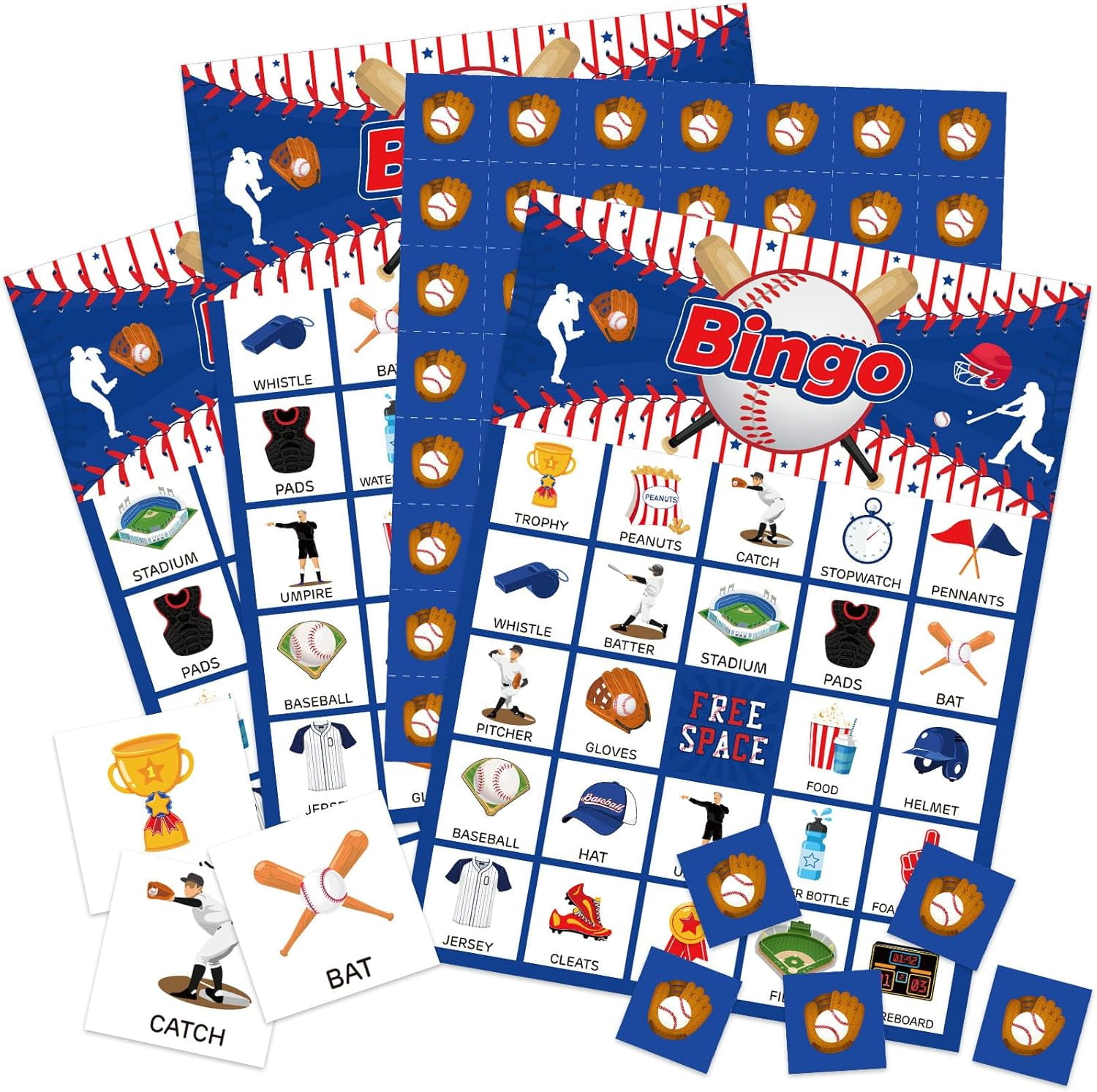 XD2-35 Pcs Baseball Bingo Games 24 Players Sport Theme Bingo Cards for ...