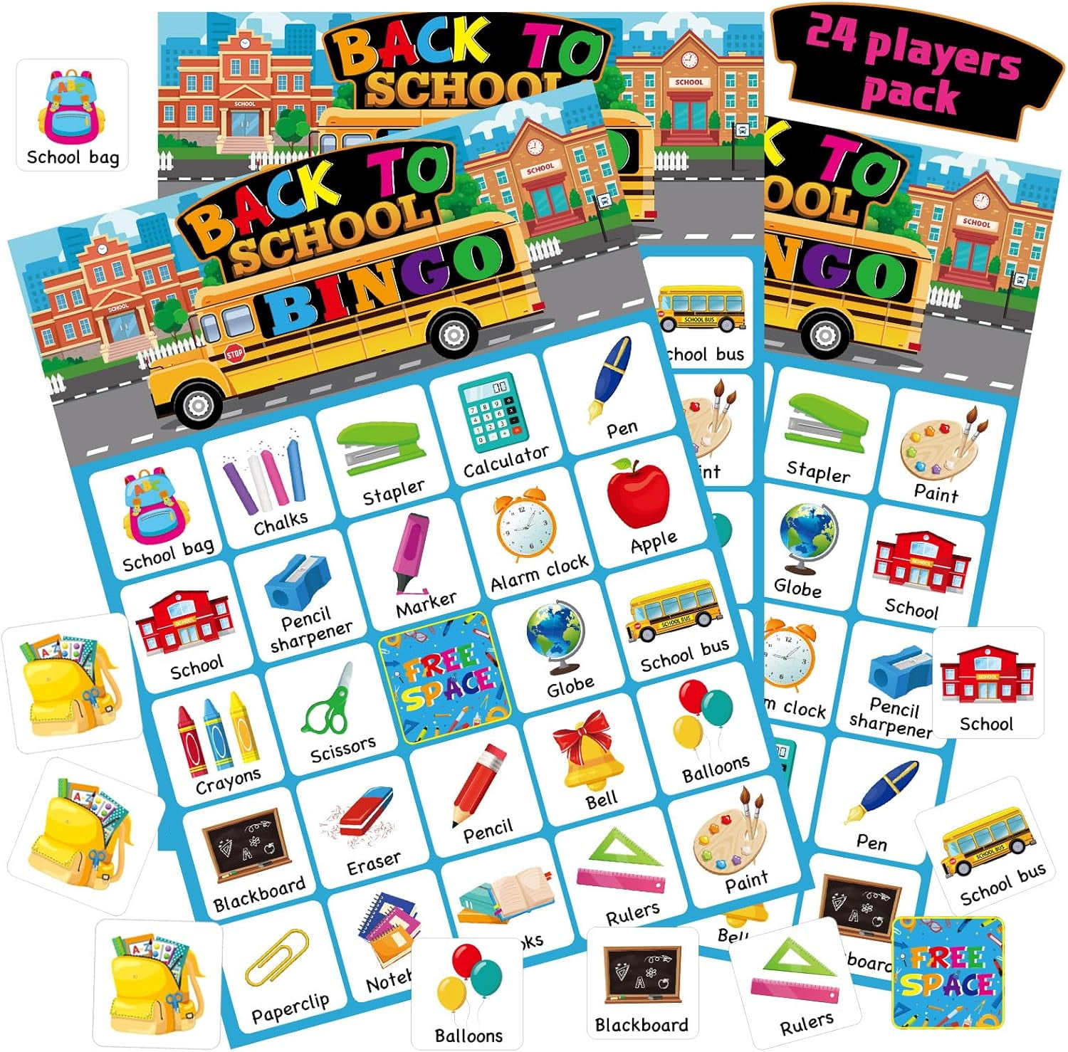 XD2-35 Pieces Back to School Bingo 24 Players First Day of School Bingo ...