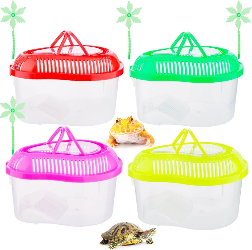 XD2-4 Pack Plastic Reptile Carrier Turtle Enclosure Horned Frog ...