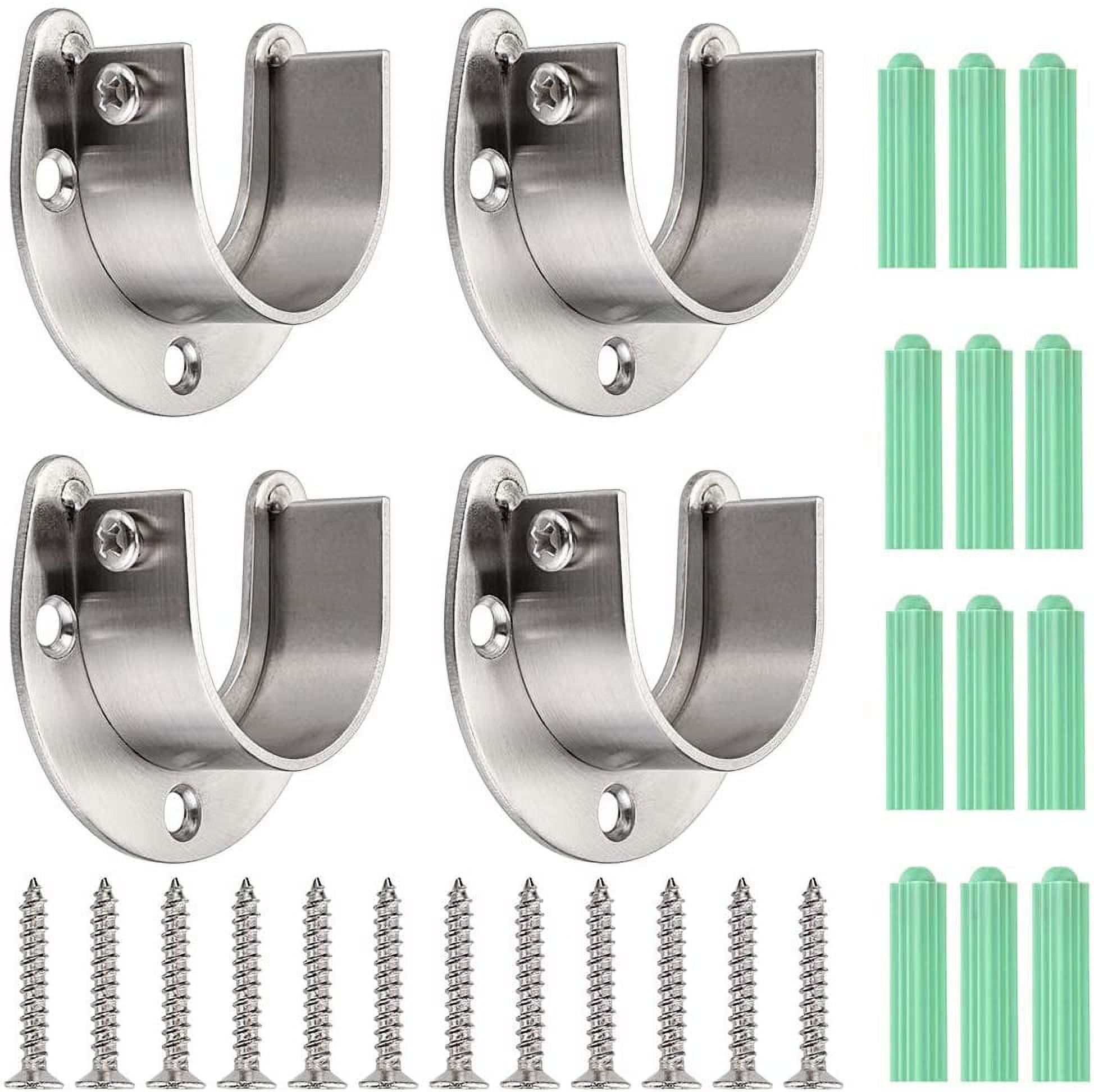 XD2-4 Packs Closet Rod End Supports Curtain Flange Rod Holder 1-1/2 ...