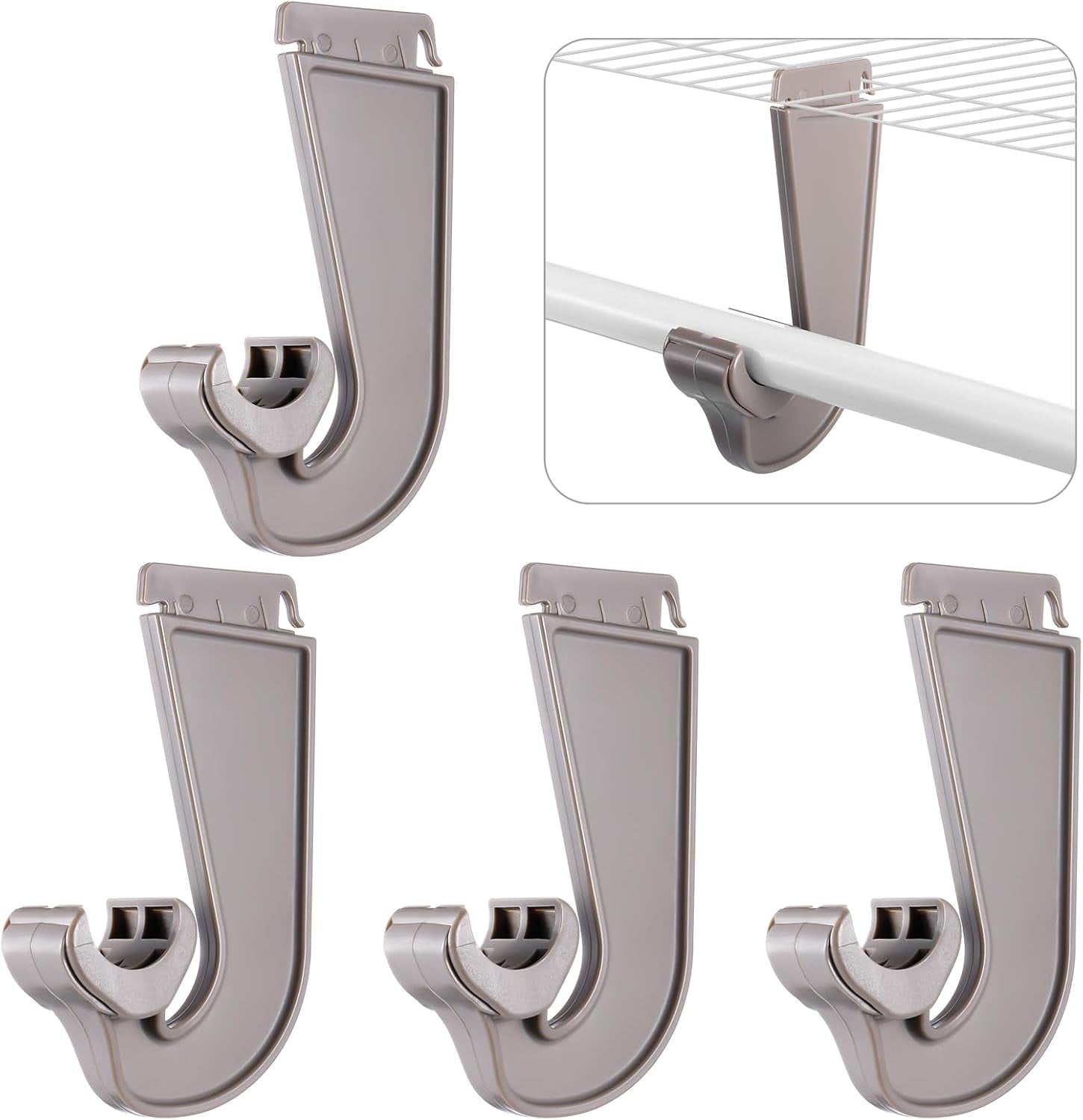 XD2-4 Pcs Closet Rod Hooks Plastic Snap-in Support Brackets Champagne J ...