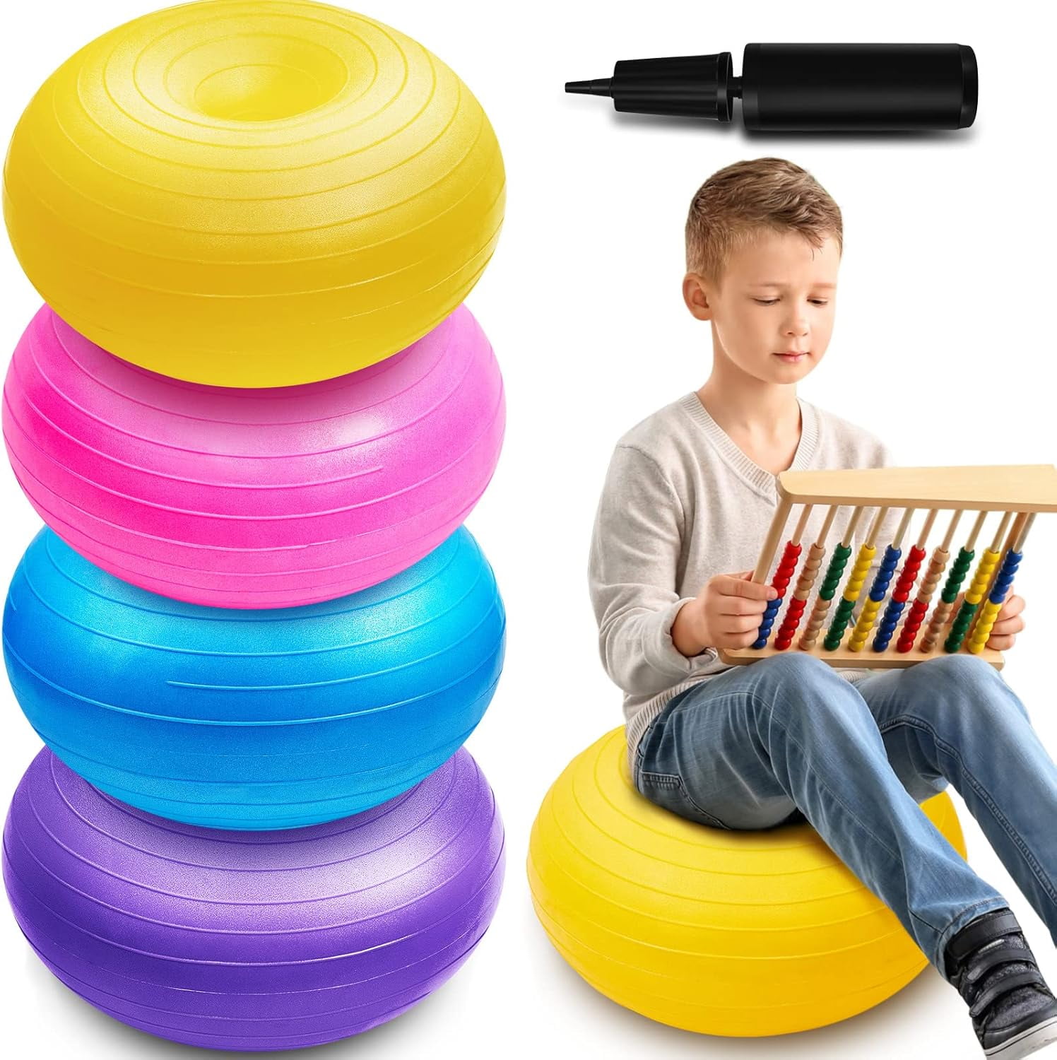 XD2-4 Pcs Flexible Seating Yoga Ball Chair for Classroom 16.8 Inch ...