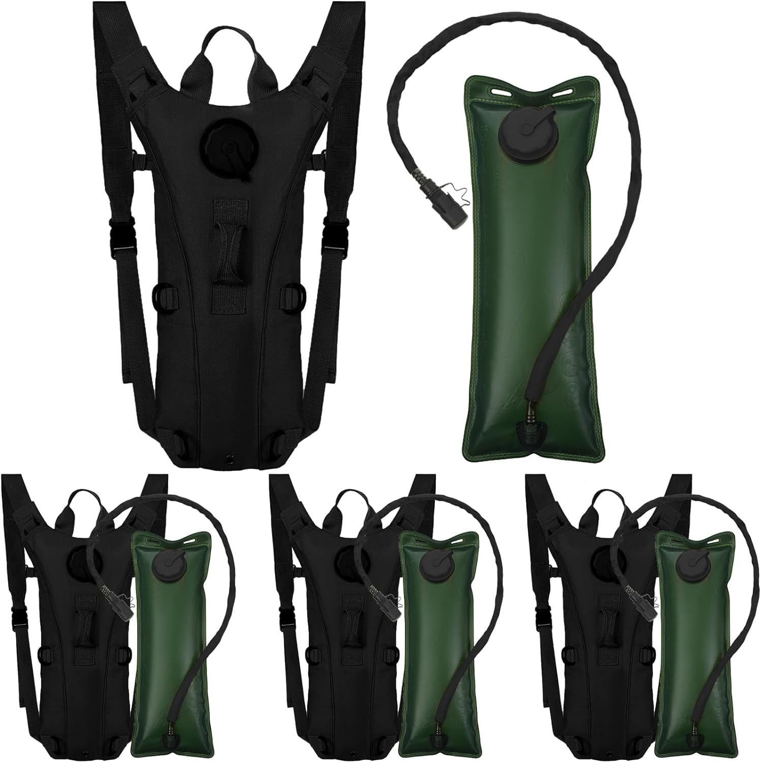 XD2-4 Pcs Hydration Pack Backpack with 3 Liter Water Bladder Tactical Hiking Water Backpack with ...