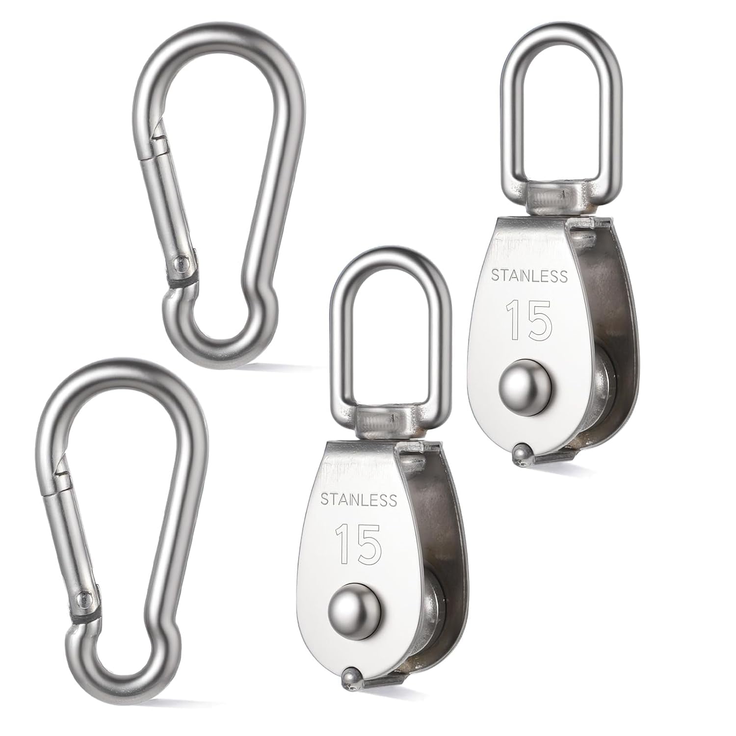 XD2-4 Pcs Small Pulley, Stainless Pulleys for Rope Pulley Hoist Heavy ...