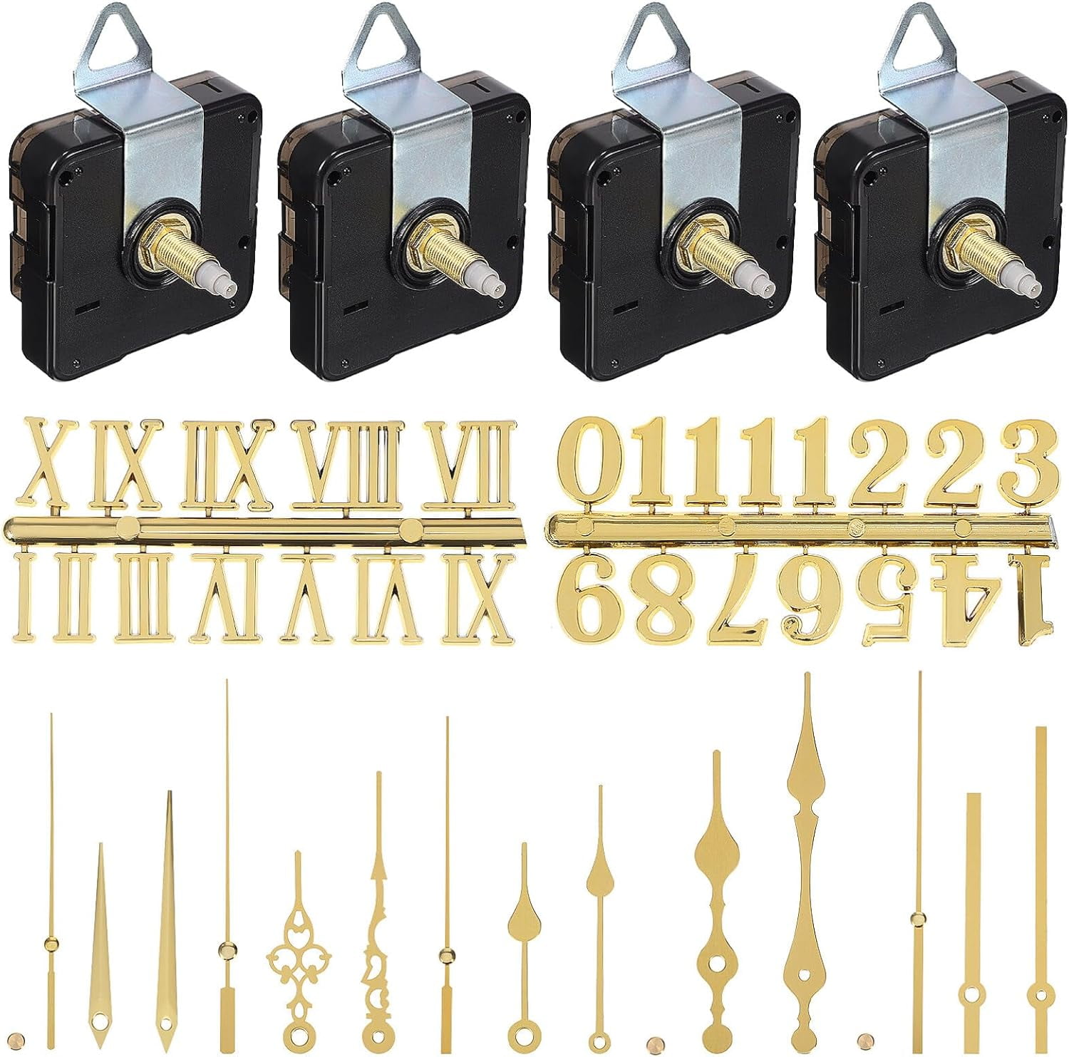 XD2-4Pcs Quartz Clock Mechanism Kit, Clock Numerals Kit, Quartz Clock ...