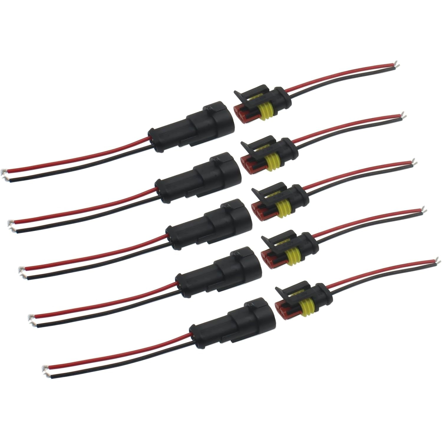 XD2-5 kit 2 Pin Connector Waterproof Connector Male and Female 2 Way 16 AWG Wire Car Electrical ...