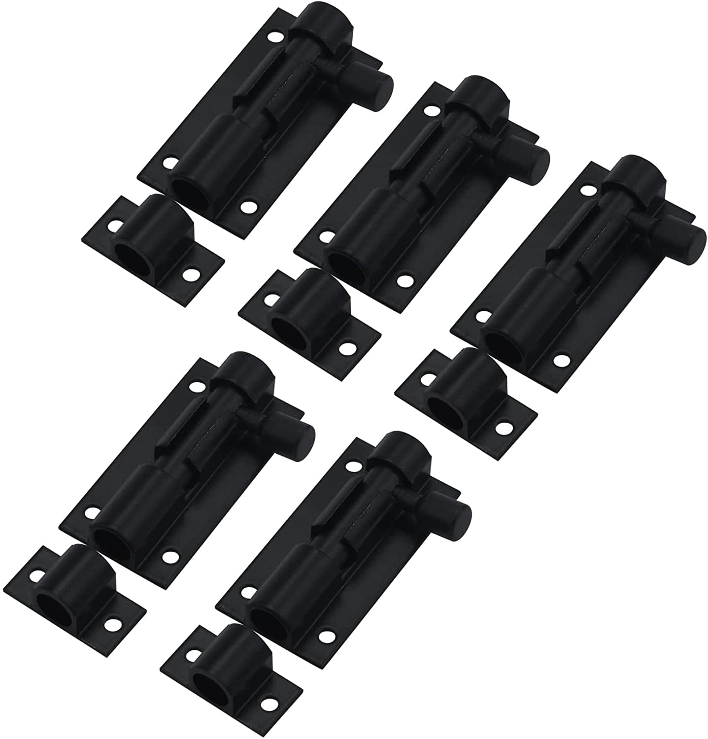 XD2-5PCS Black Sliding Latch Locks Door Barrel Bolts Aluminum Alloy ...