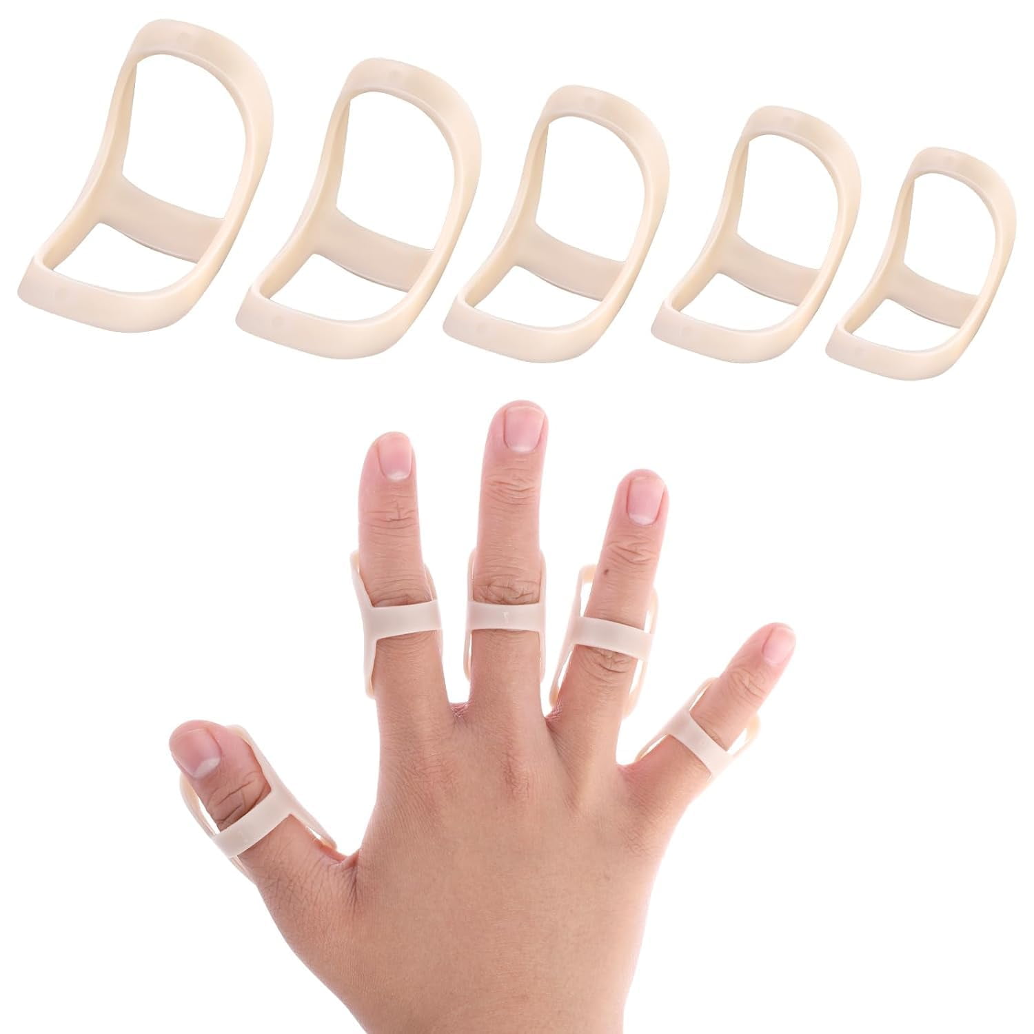 XD2-5Pcs White Oval Finger Splint, Finger Support Trigger Finger Splint Finger Straightener ...
