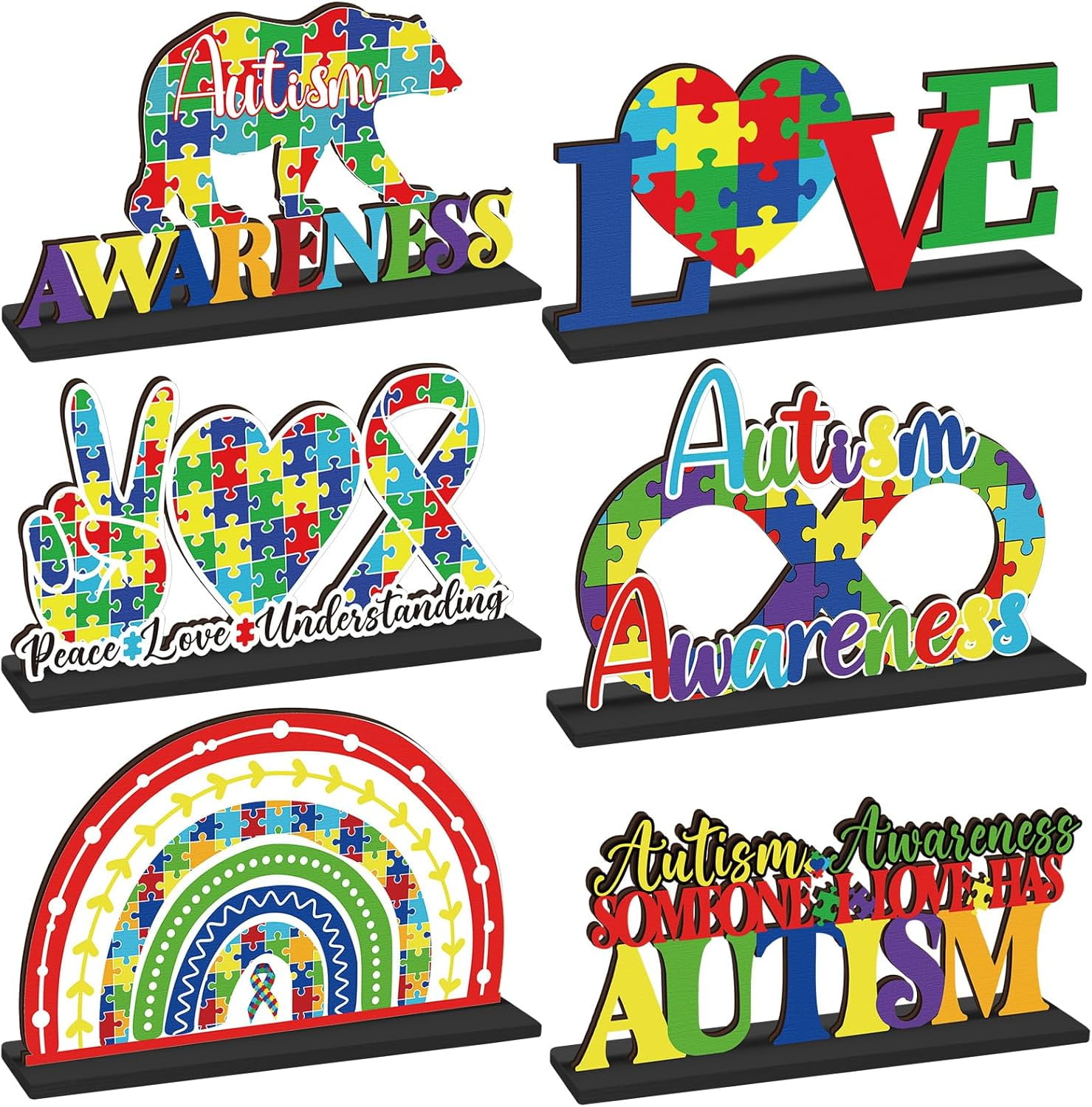XD2-6 Pcs Autism Awareness Table Decor Autism Awareness Day Standing ...