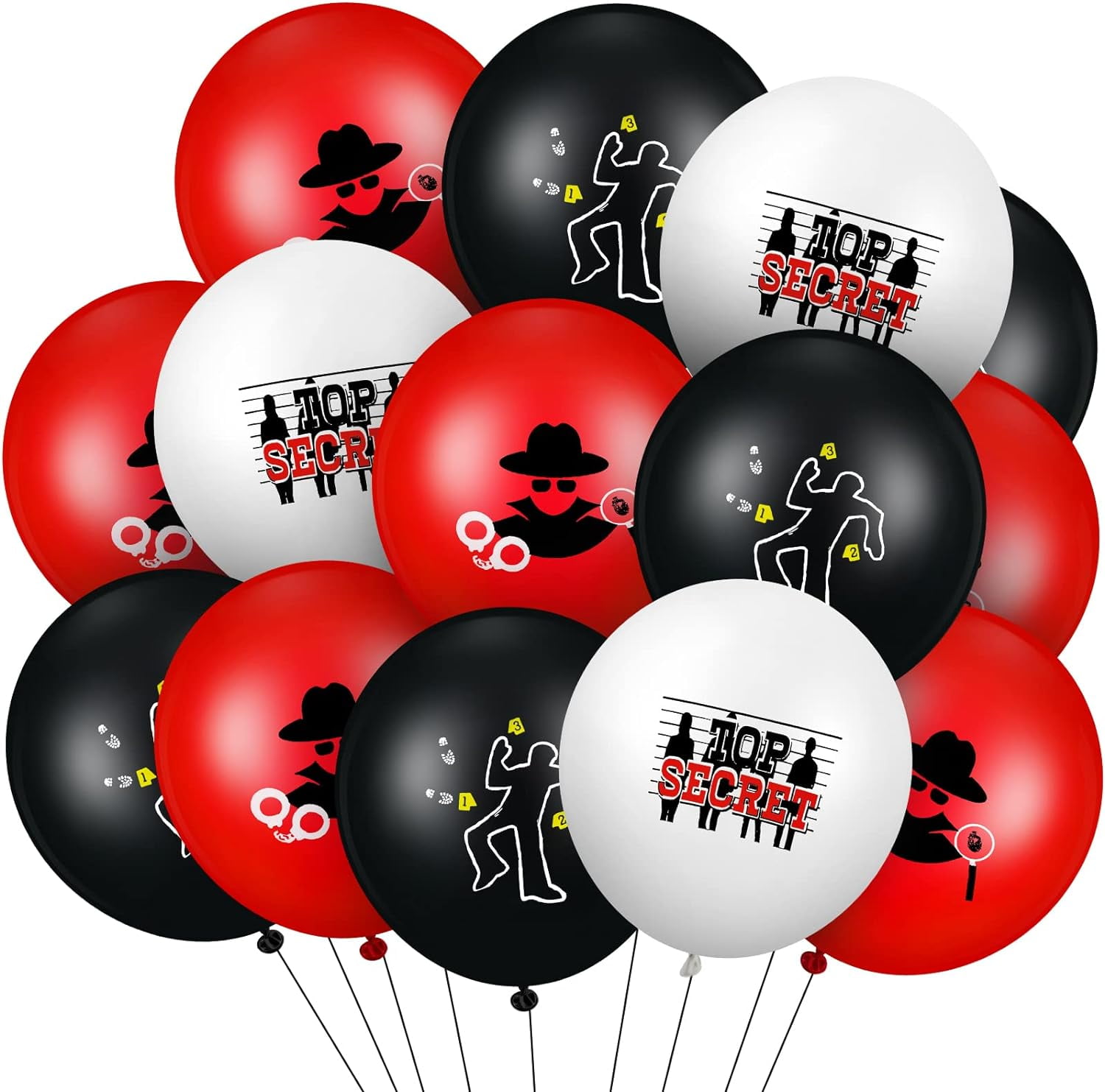 XD2-60 Pcs Top Secret Spy Theme Balloon Detective Decoration Latex Red ...