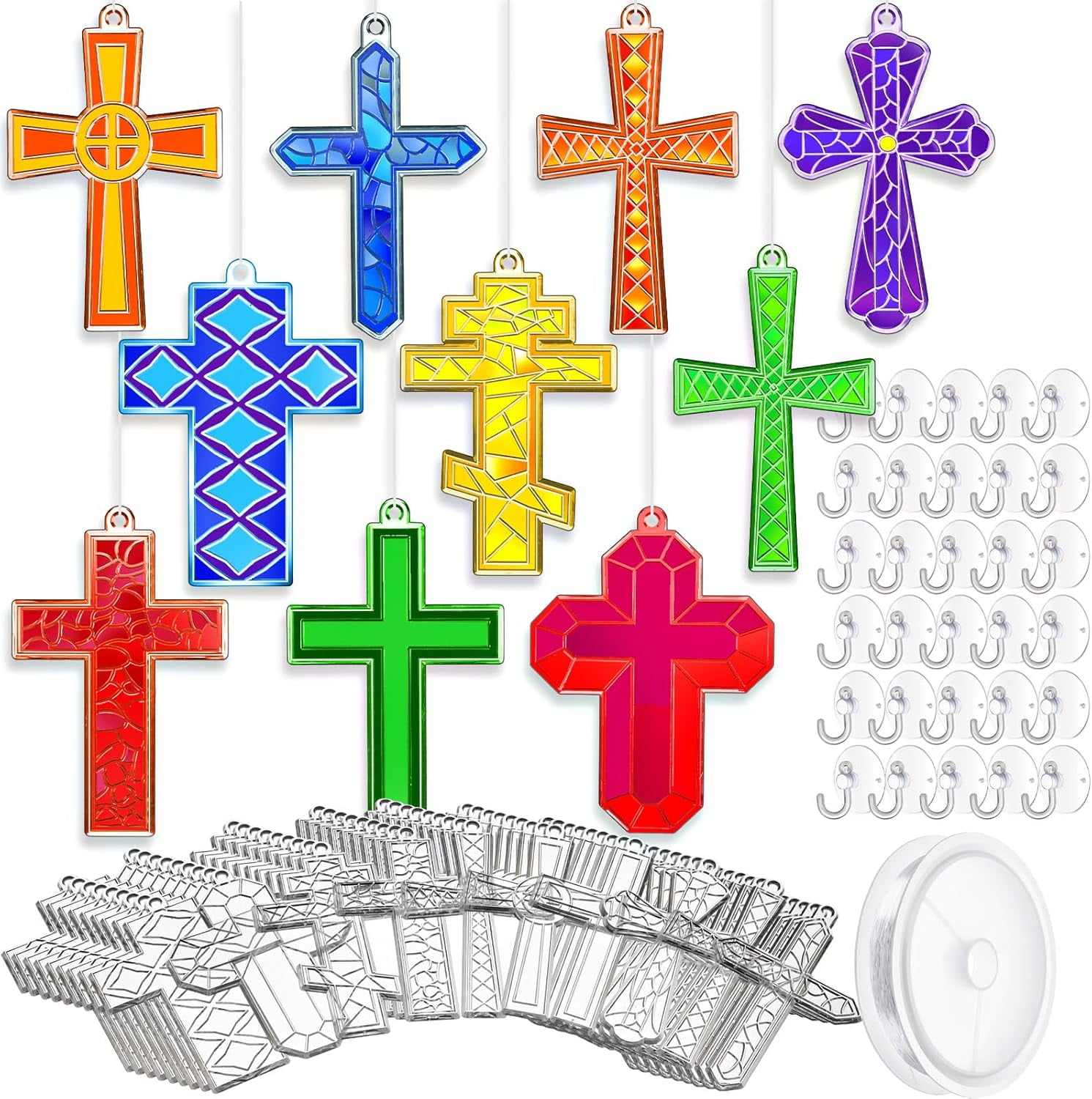 XD2-60 Sets Christian Cross Suncatchers Paint DIY Window Suncatcher ...