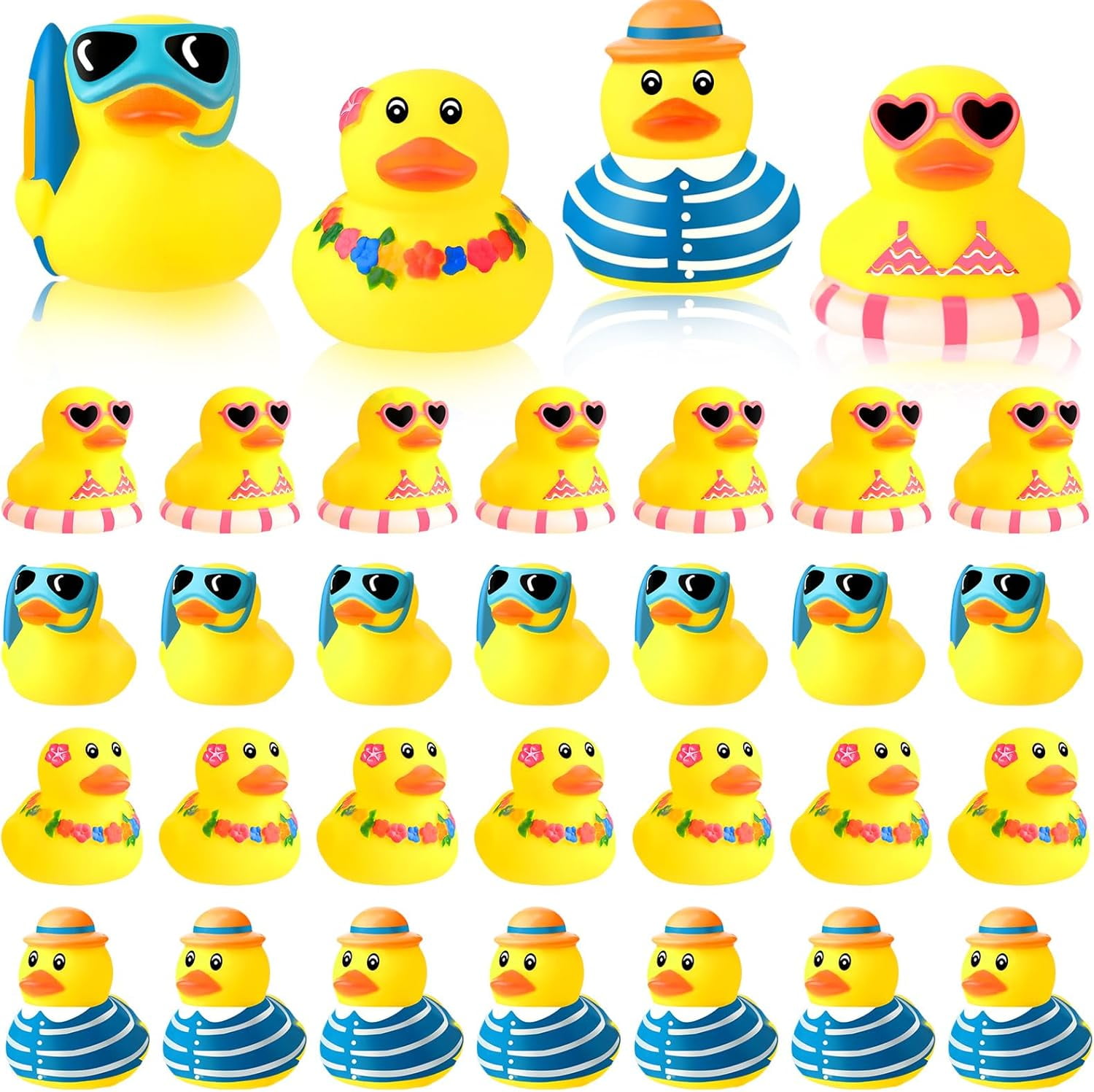XD2-72 Pcs Summer Beach Rubber Duckies Bulk Mini Rubber Duck Bath Toys ...