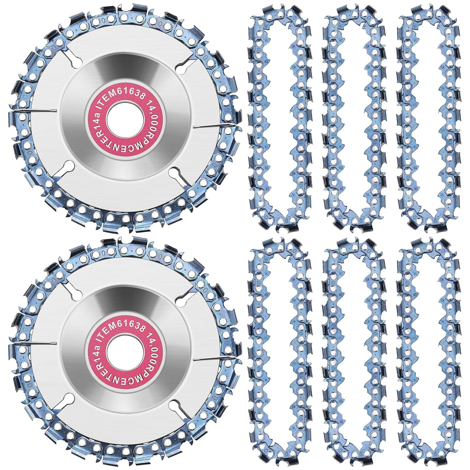 XD2-8 Pcs 5/8 Inch Wood Carving Chain Disc 4 Inch 22 Teeth Saw Blade ...