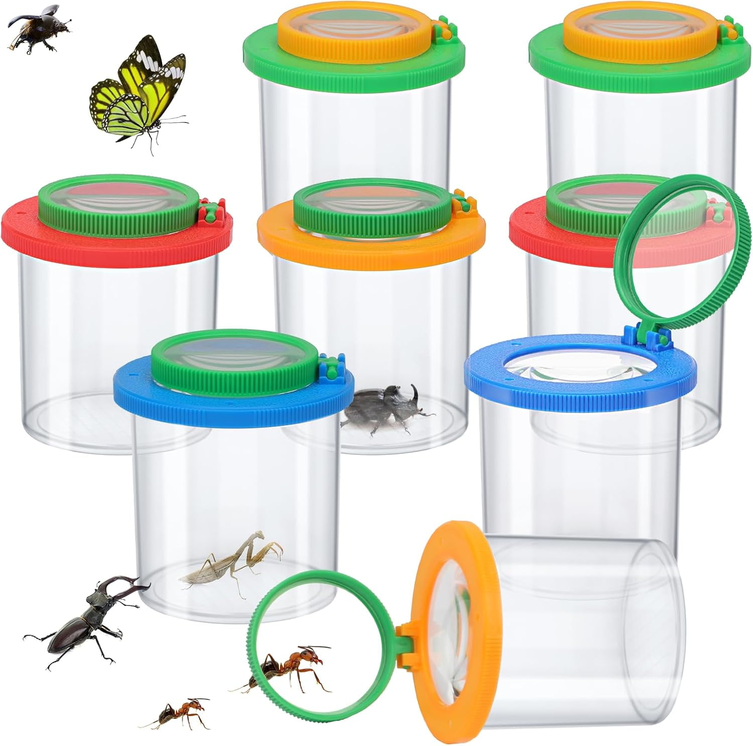 XD2-8 Pieces Magnifying Insect Box Bug Viewer Critter Insect Cage Bug ...