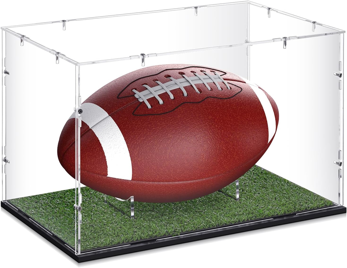 XD2-Acrylic Football Display Case with Artificial Grass Pad Clear ...