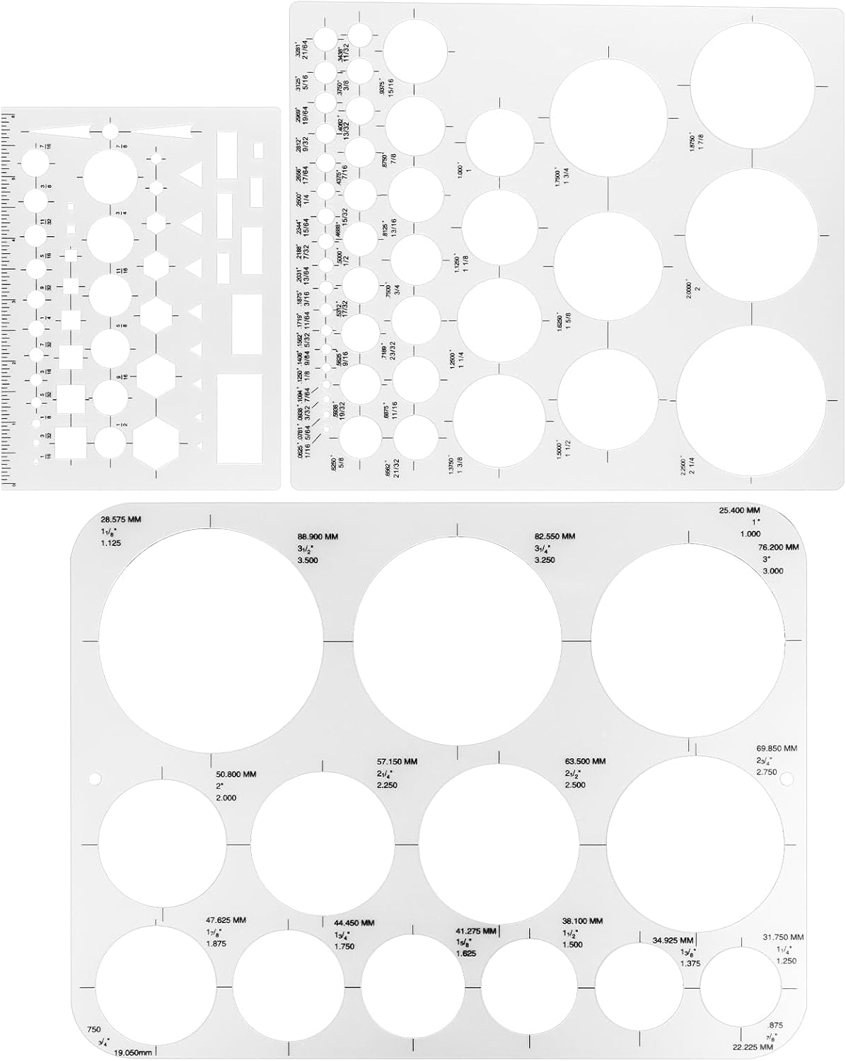 XD2-Circle Template, 3 Pcs Plastic Round Stencils for Drafting, Office ...