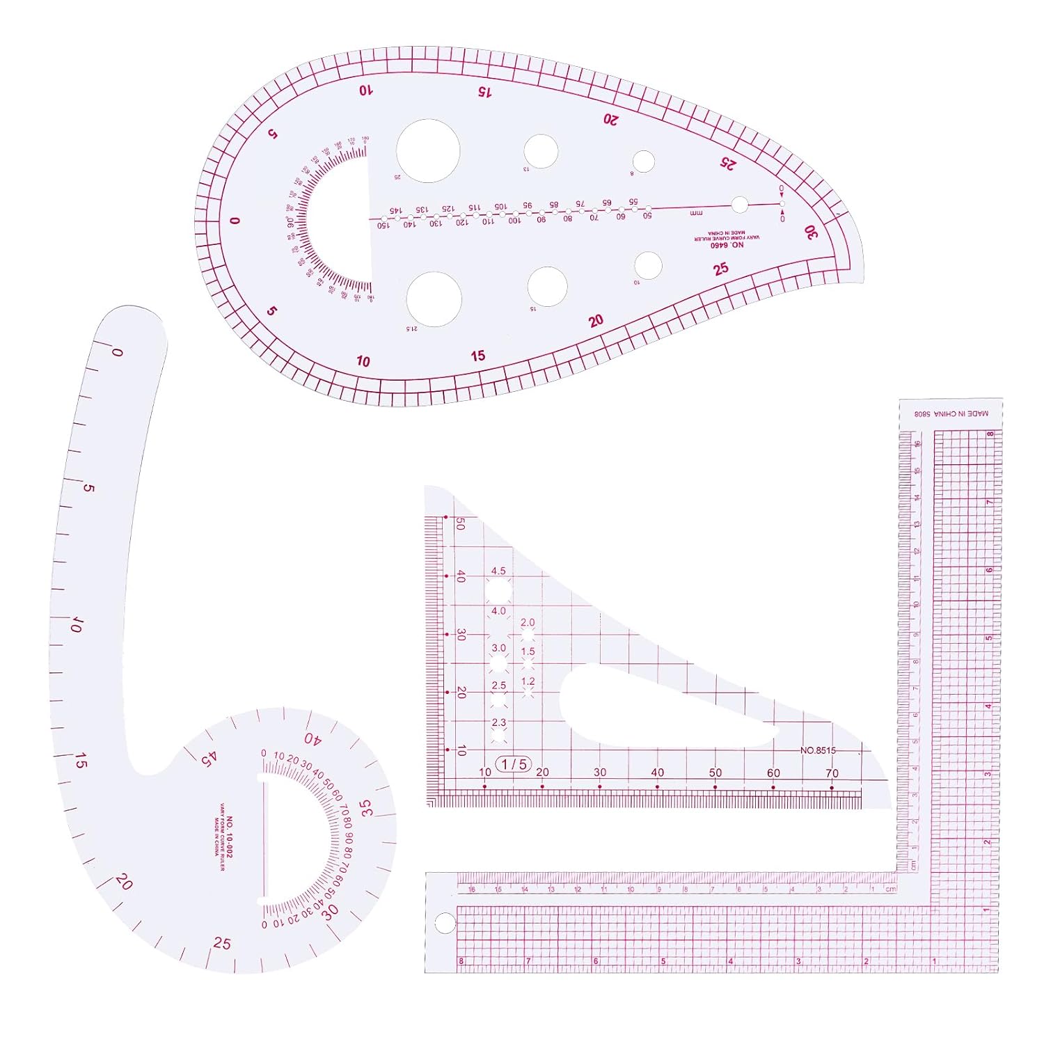 XD2-Clear Metric Sewing Rulers Set, 4 Styles Plastic Pattern Sewing ...
