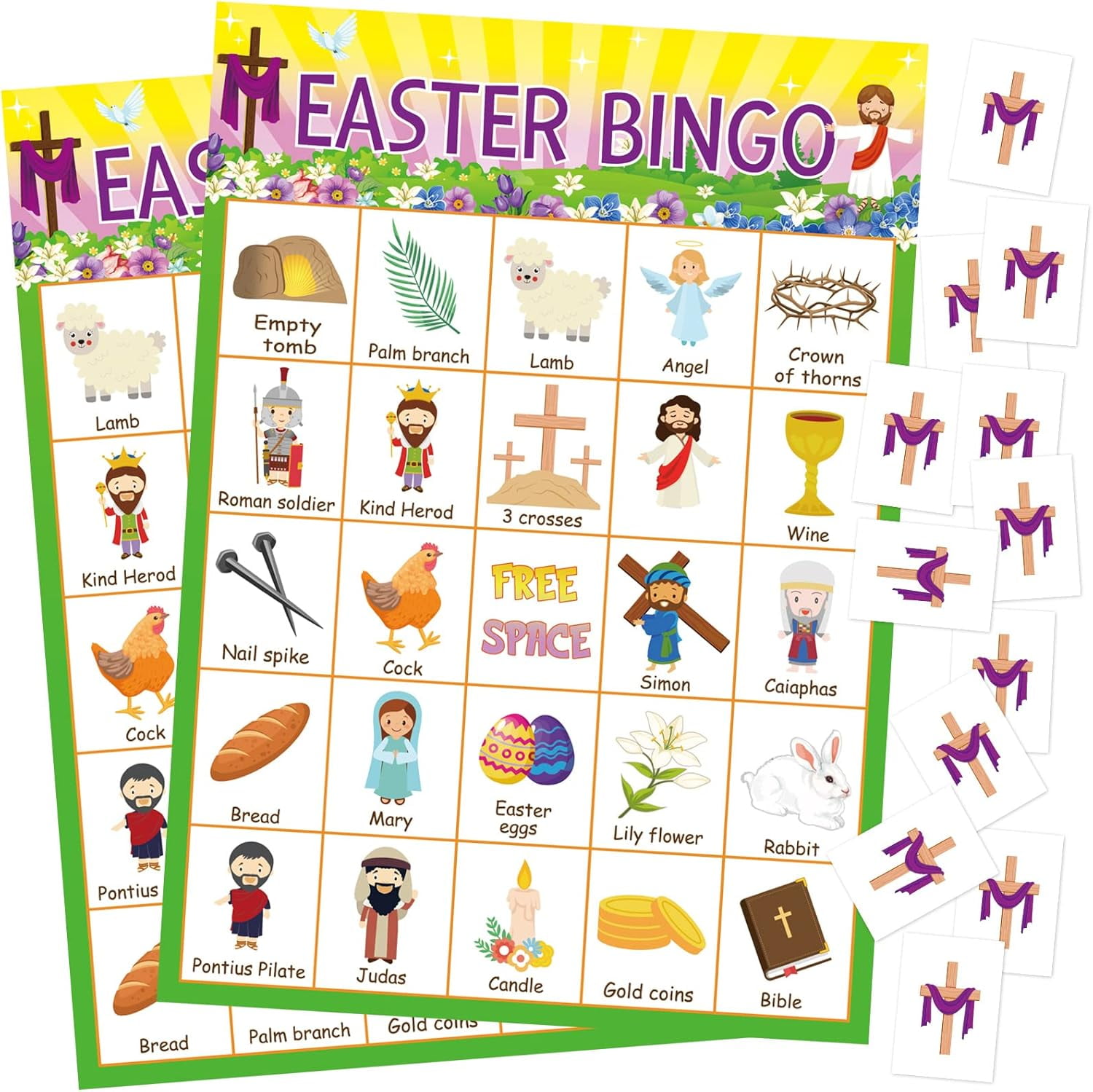 XD2-Easter Bingo Card Game Religious Christian Bible Baptism Church ...