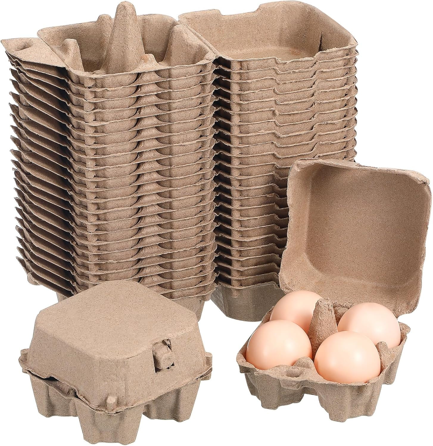 XD2-Egg Cartons 25 Pack, Blank Natural Pulp Egg Cartons, 4 Egg Cartons ...