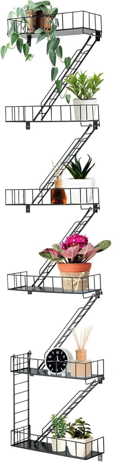 XD2-Fire Escape Wall Shelf Hanging Metal Ladder Decor Cool Bookshelf ...