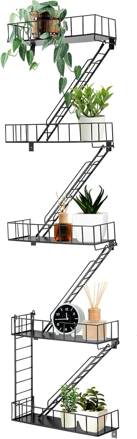 XD2-Fire Escape Wall Shelf Hanging Metal Ladder Decor Cool Bookshelf ...