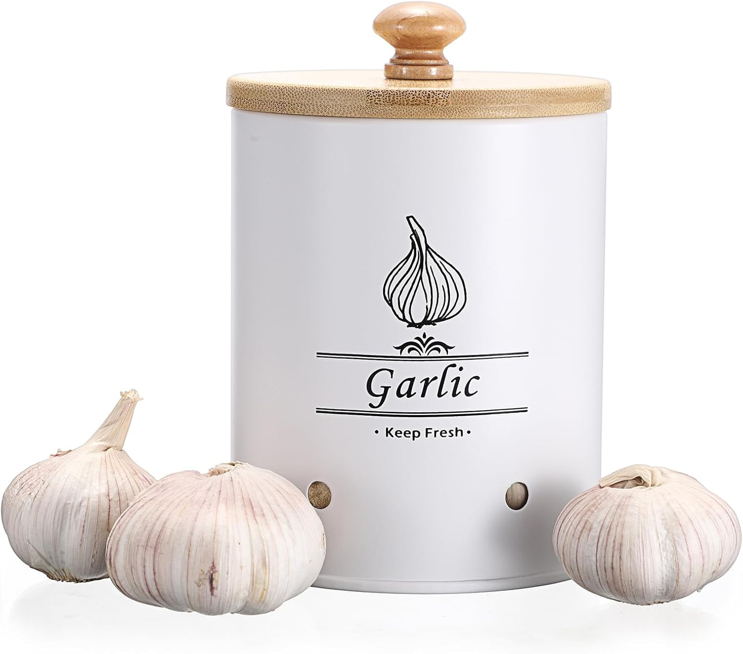 XD2-Garlic Keeper for Counter, Metal Garlic Storage Container with ...
