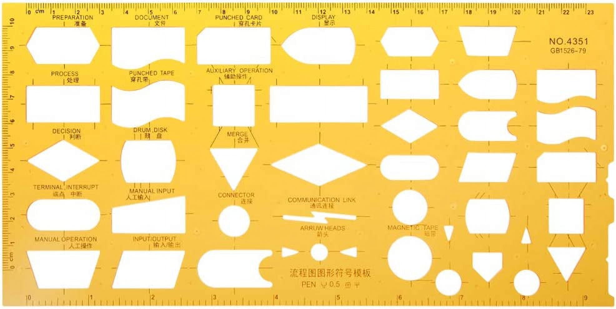 XD2-K Resin Flow Chart Symbol Drafting Template Ruler Stencil Measuring ...