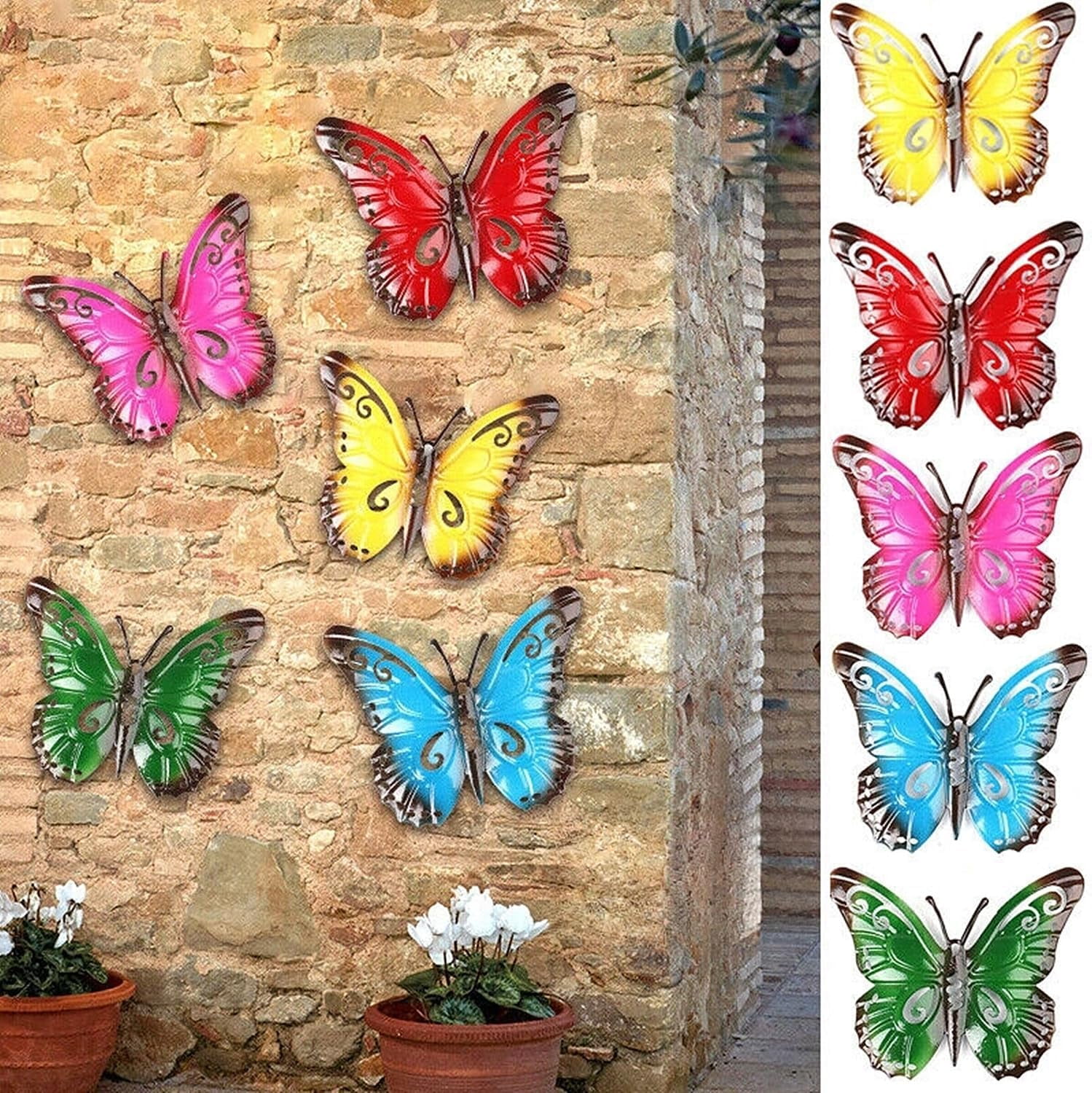 XD2-Metal Butterfly Wall Decor, 5 Pack 4.3 inches Metal Butterflies ...