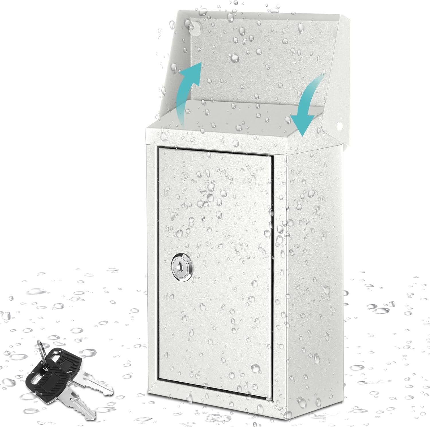 XD2-Metal Locking Mailbox Wall Mount Key Drop Mailbox for Outside ...