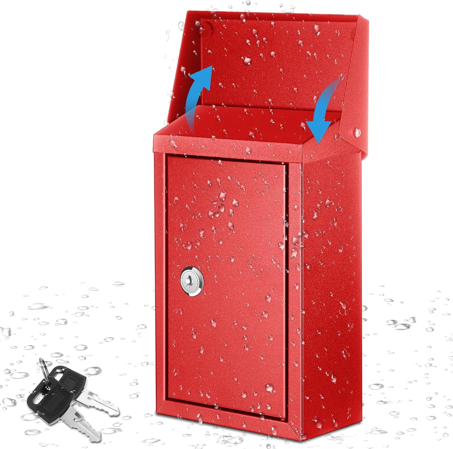 XD2-Metal Locking Mailbox Wall Mount Key Drop Mailbox for Outside Suggestion Box Money Box ...