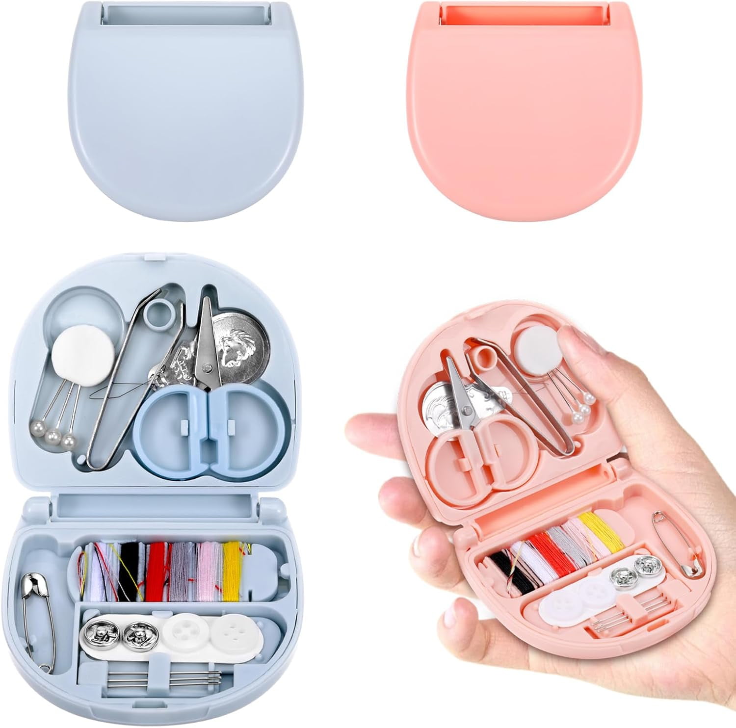 XD2-Mini Sewing Kit, 2 Pack Blue Pink Mini Travel Sewing Kit Portable ...