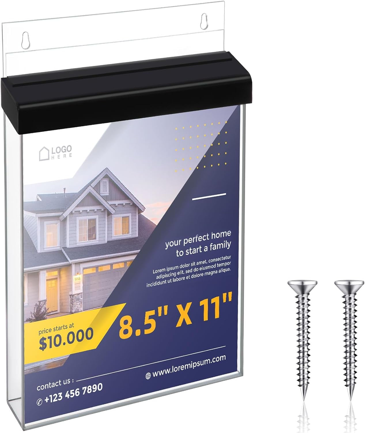 XD2-Outdoor Brochure Holder 8.5 x 11 with Black Lid Acrylic Wall Mount ...