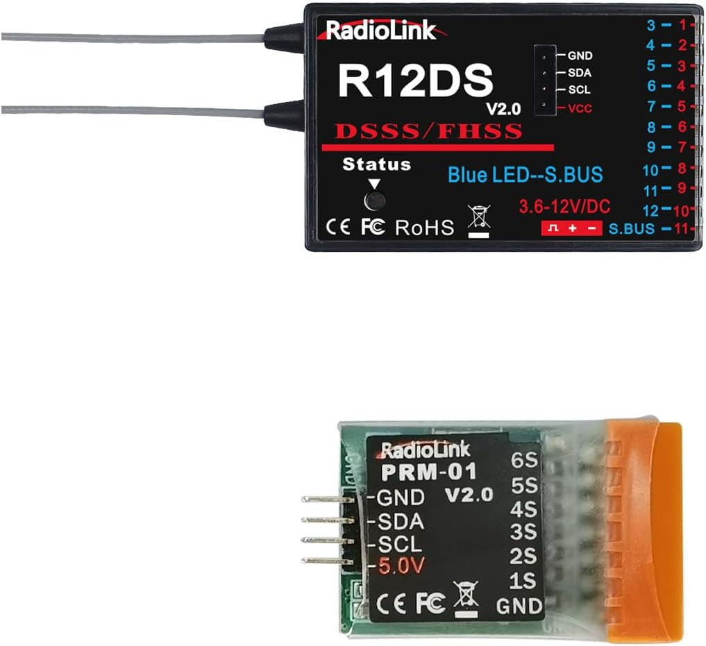 XD2-R12DS RC Receiver & PRM-01 Airplane Battery Monitor Module 1S-6S ...
