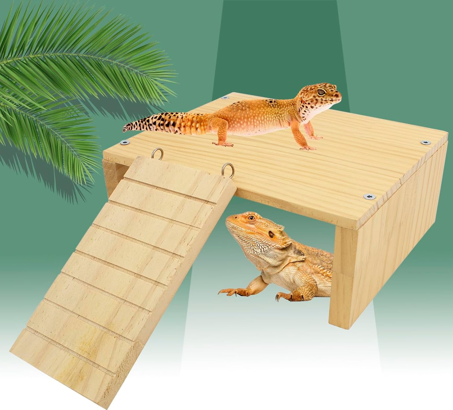 XD2-Reptiles Hideout Wooden, Bearded Dragon Hide Cave Wood House with ...