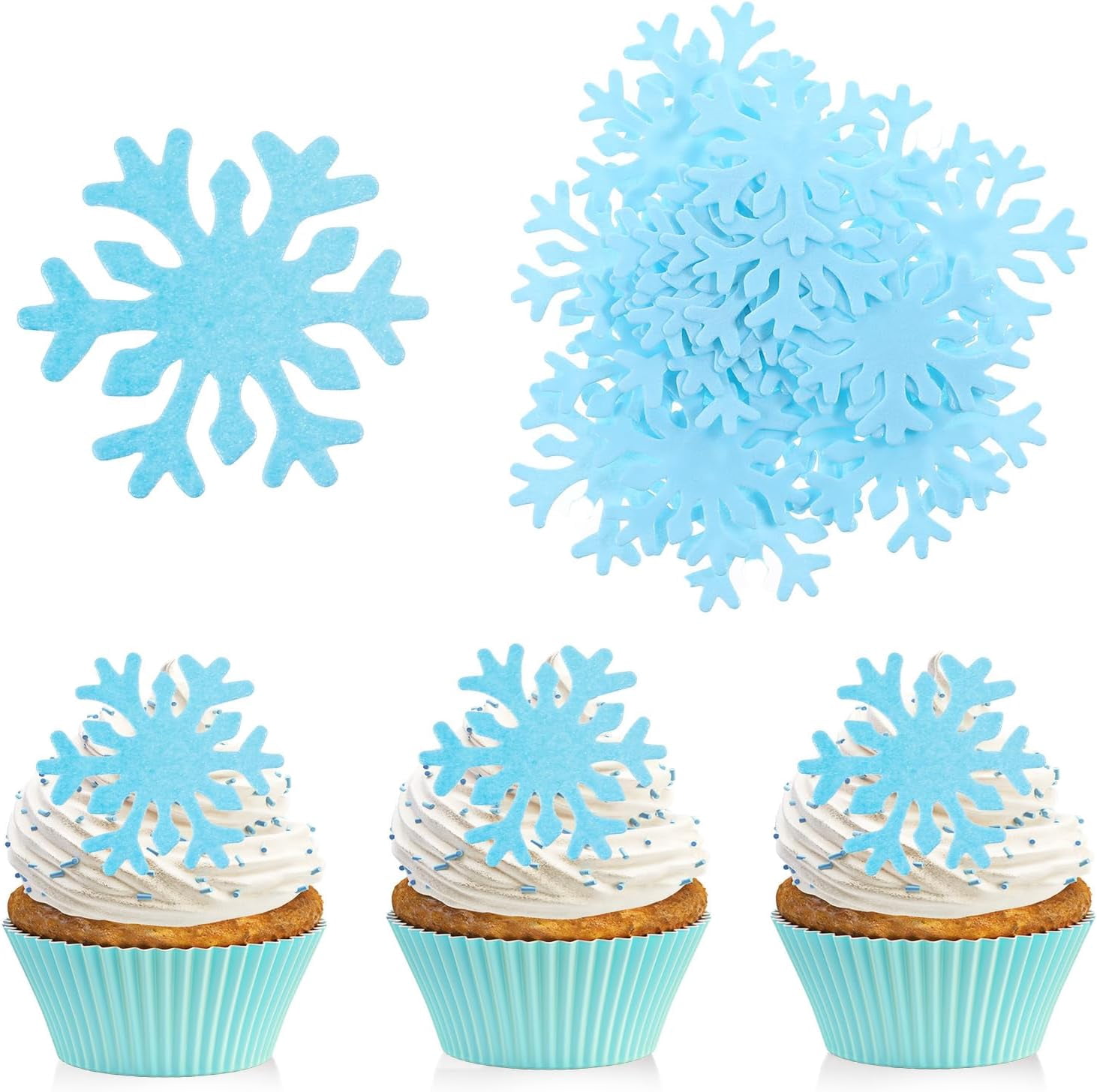 XD2-YUNXIANLB Edible Snowflakes Cupcake, 50PCS Winter Frozen Theme ...