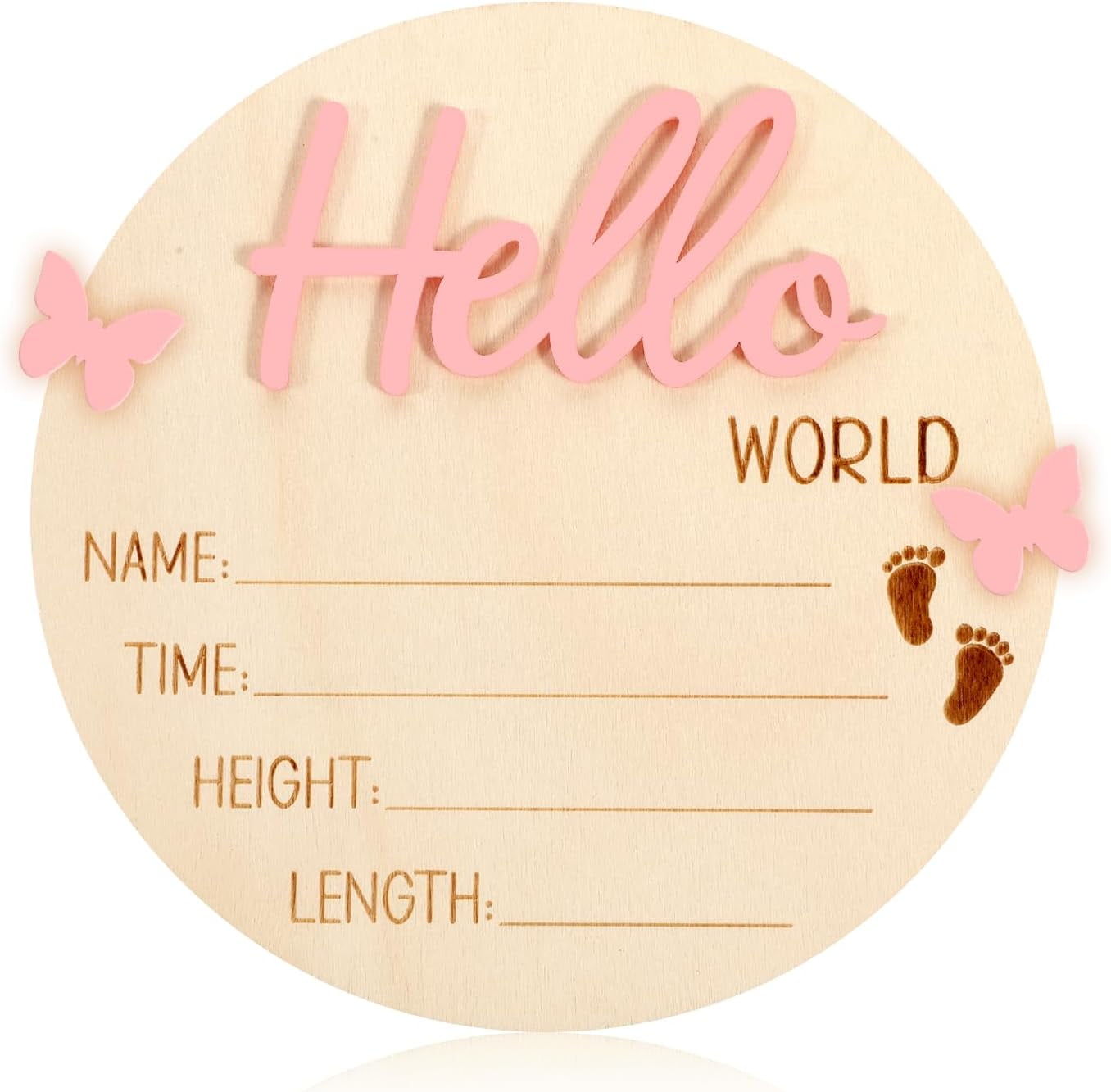 XD3-1 PCS Baby Name Sign, Pink Baby Name Announcement Sign, Wooden ...