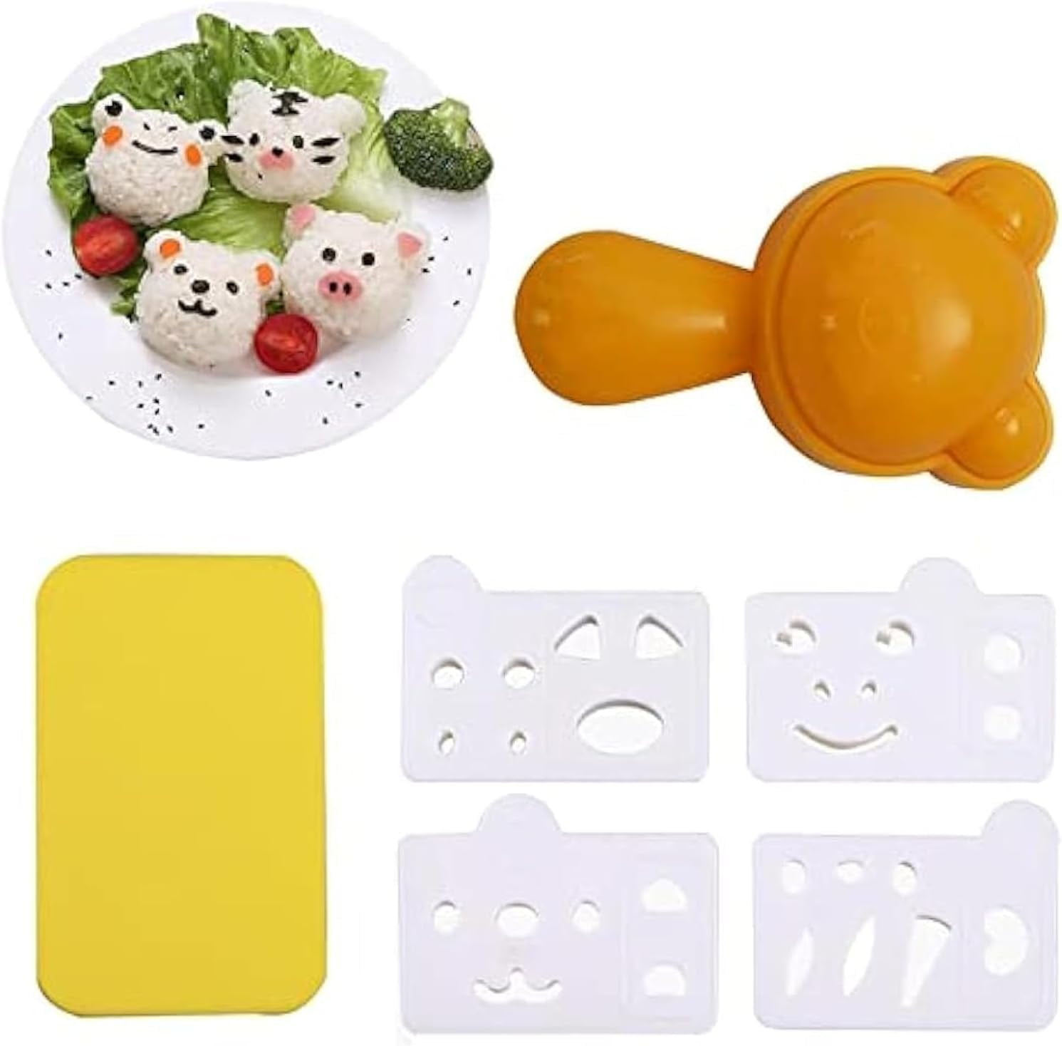 XD3-1 set Cartoon Sushi Rice Balls Mold Bears Pig tiger Frog Elephants ...