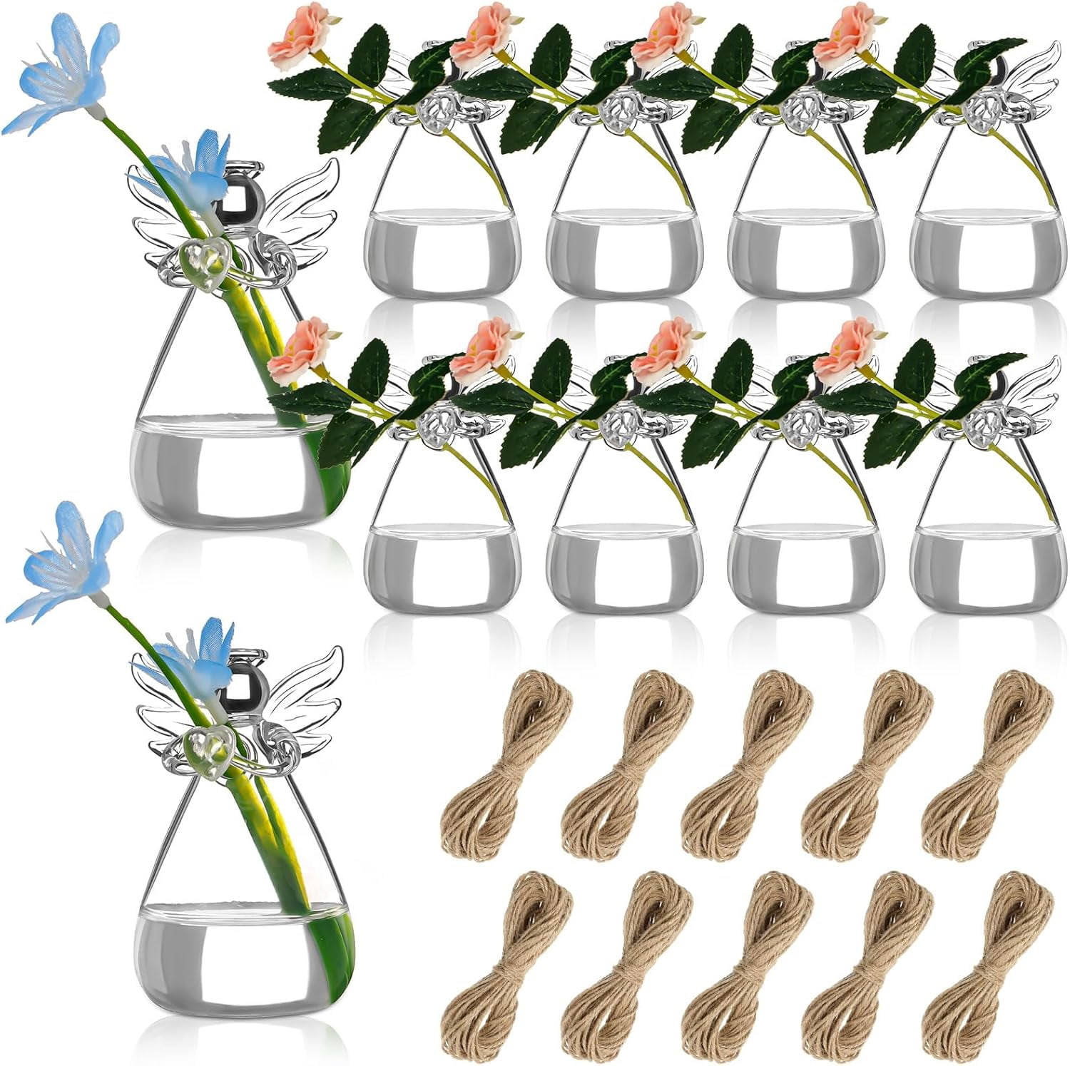 XD3-10 Pcs Angel Design Glass Vases Bulk Clear Guardian Angel Flower ...