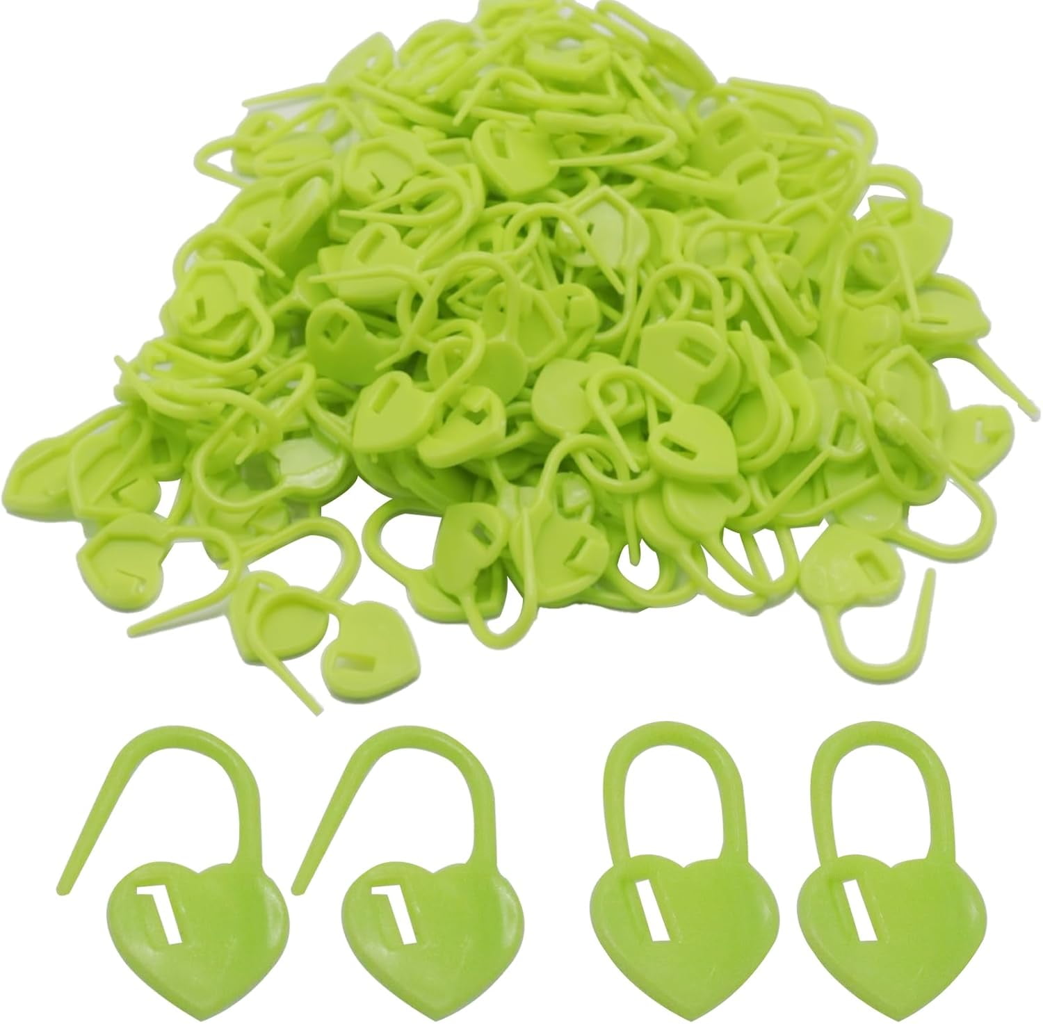XD3-100 Pcs Plastic Knitting Stitch Markers, Heart Shaped Locking ...
