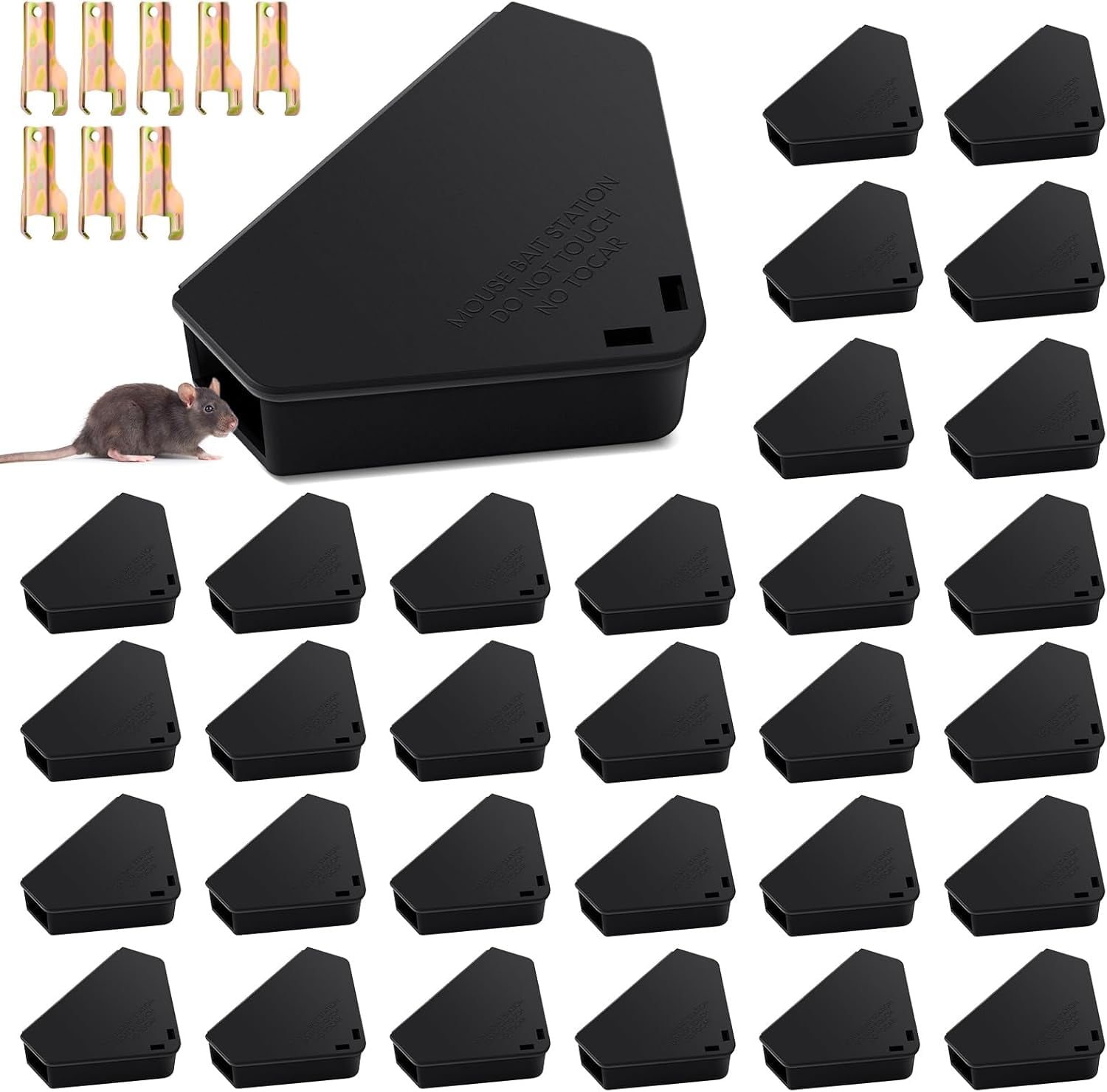 XD3-12 Pcs Mice Station with Key Triangle Bait Station Reusable Rodent ...