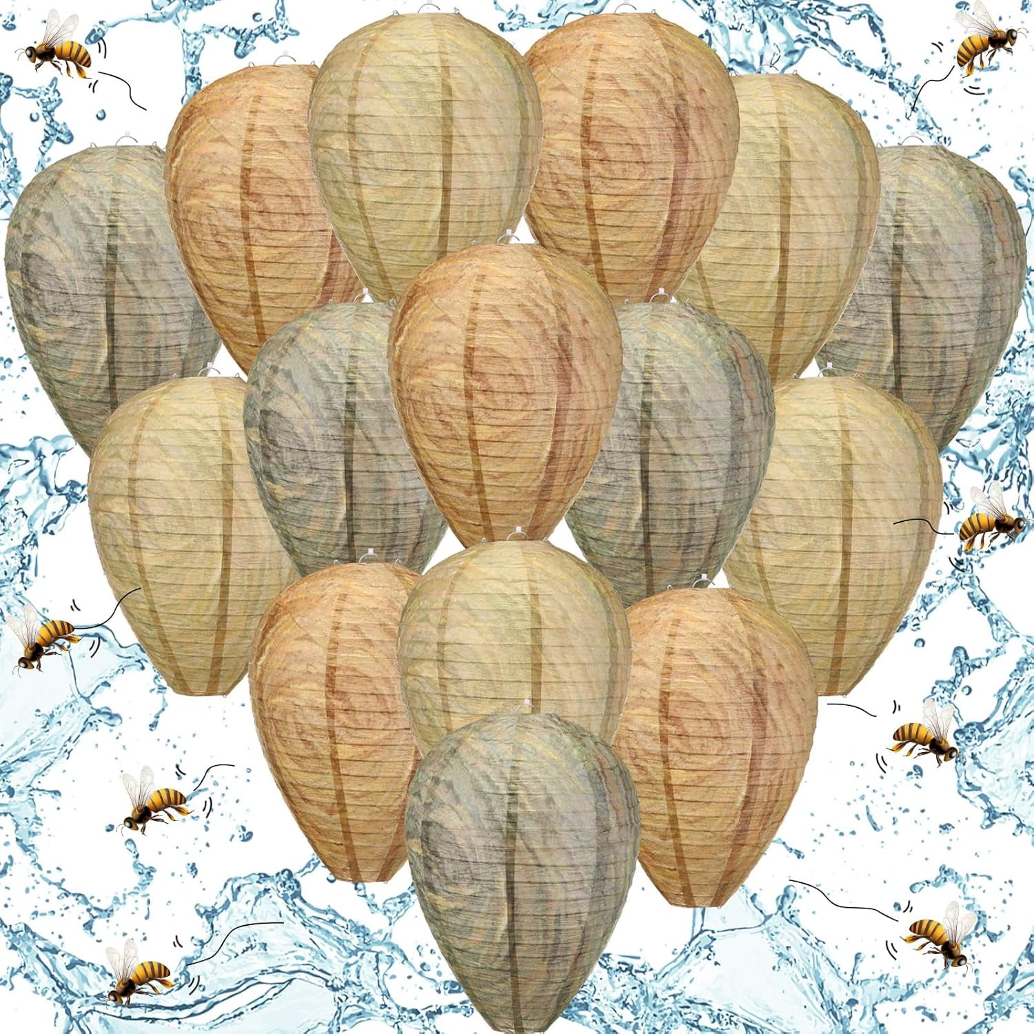 XD3-12 Pcs Retisee Wasp Nest Decoy Wasp Deterrent Fake Nest Hanging ...