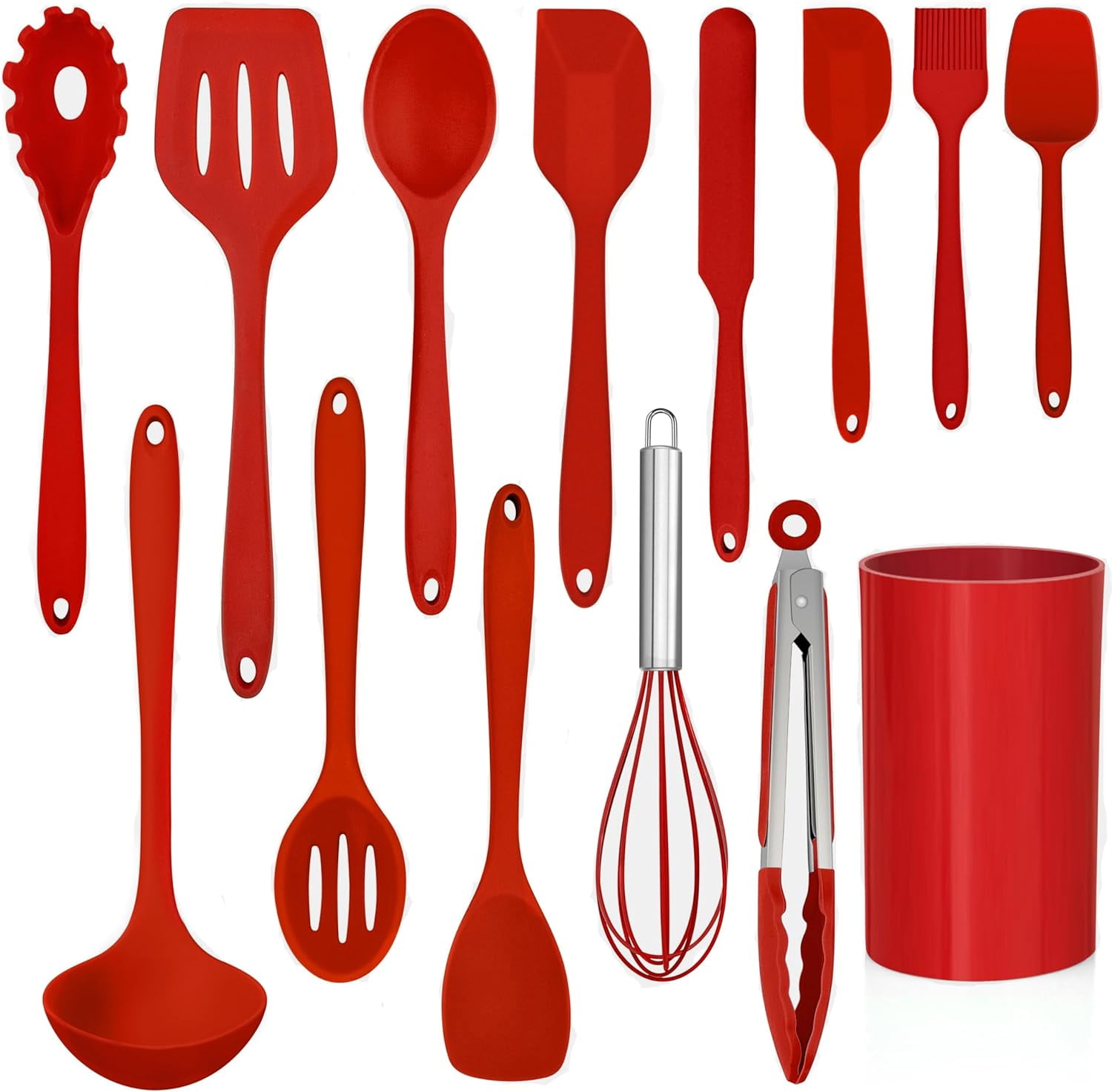 XD3-14 Pcs Cooking Utensils Set with Holder, Heat Resistant Silicone ...