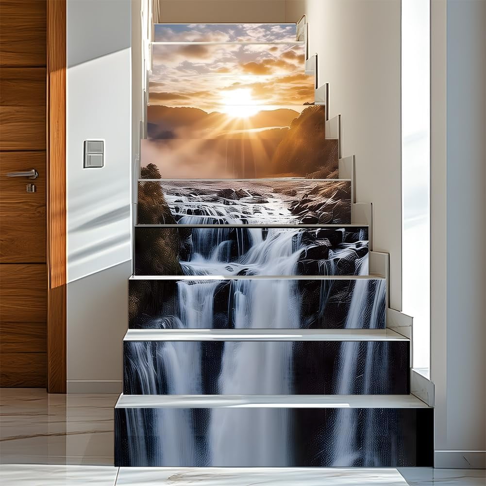 XD3-15 Strips 3D Waterfall Stair Decals, Peel and Stick Stair Riser ...