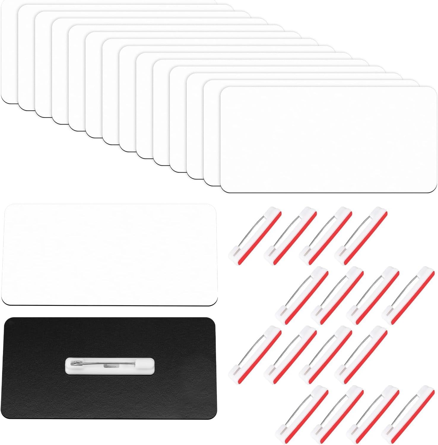 XD3-16 Pcs Name Tag Pins, Square DIY Blank ID Badges, Plastic Name Tag ...