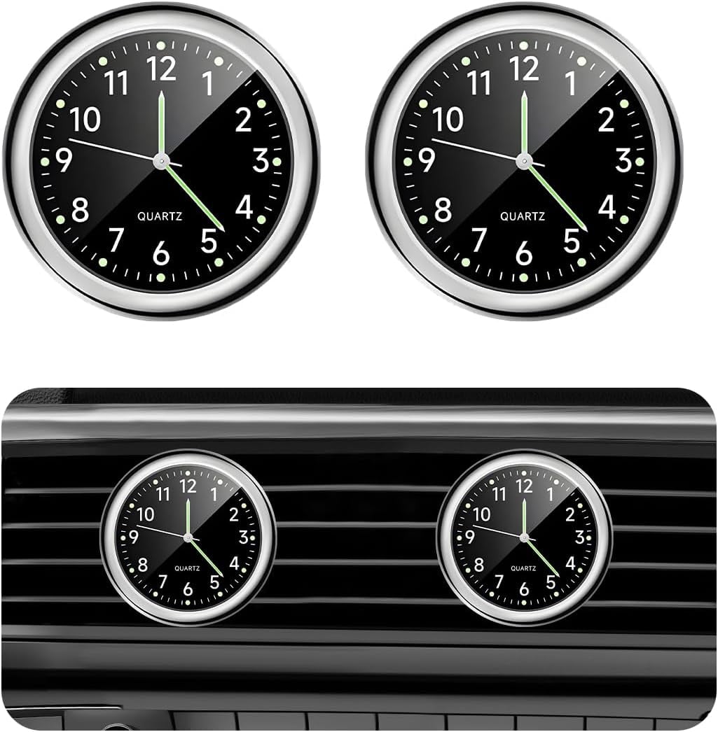 XD3-2 PCS Mini Car Clock, Round Shape Luminous Vehicle Dashboard Clock ...